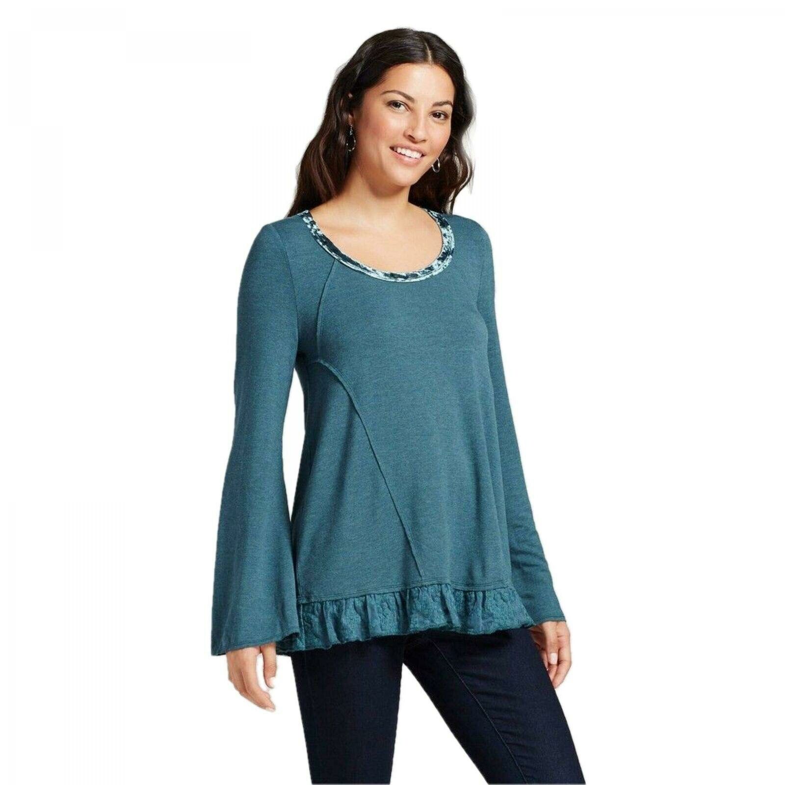 nWT Knox Rose Womens Lace Twofer Blouse Top with Velvet Trim Blue XS ... nWT Knox Rose Womens Lace Twofer Blouse Top with Velvet Trim Blue XS ...