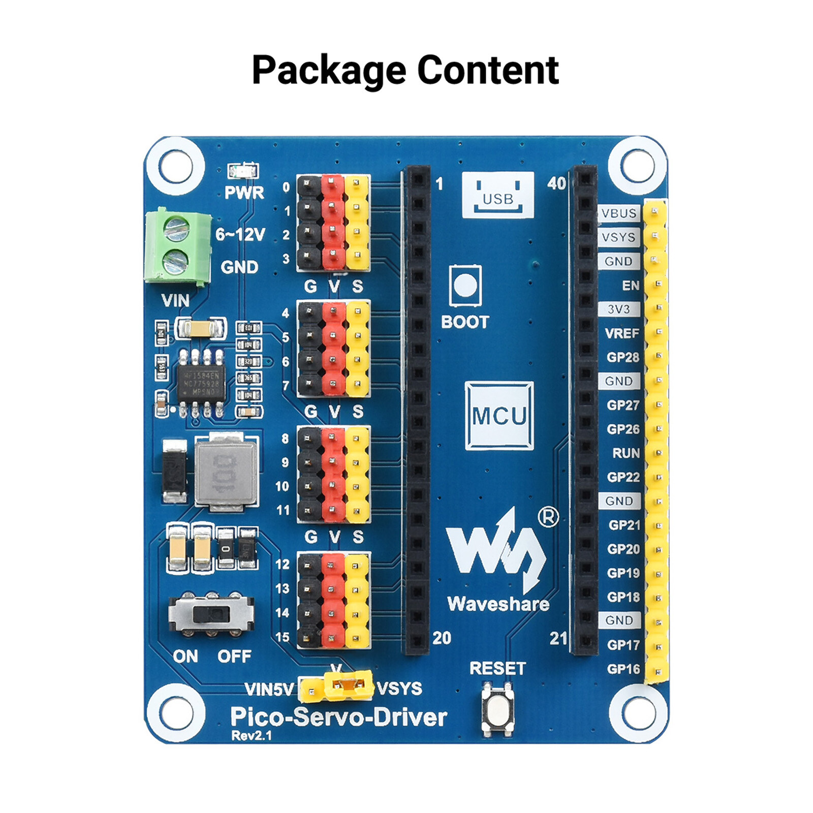Pico Outputs Waveshare Servo Driver Module For Raspberry Pi