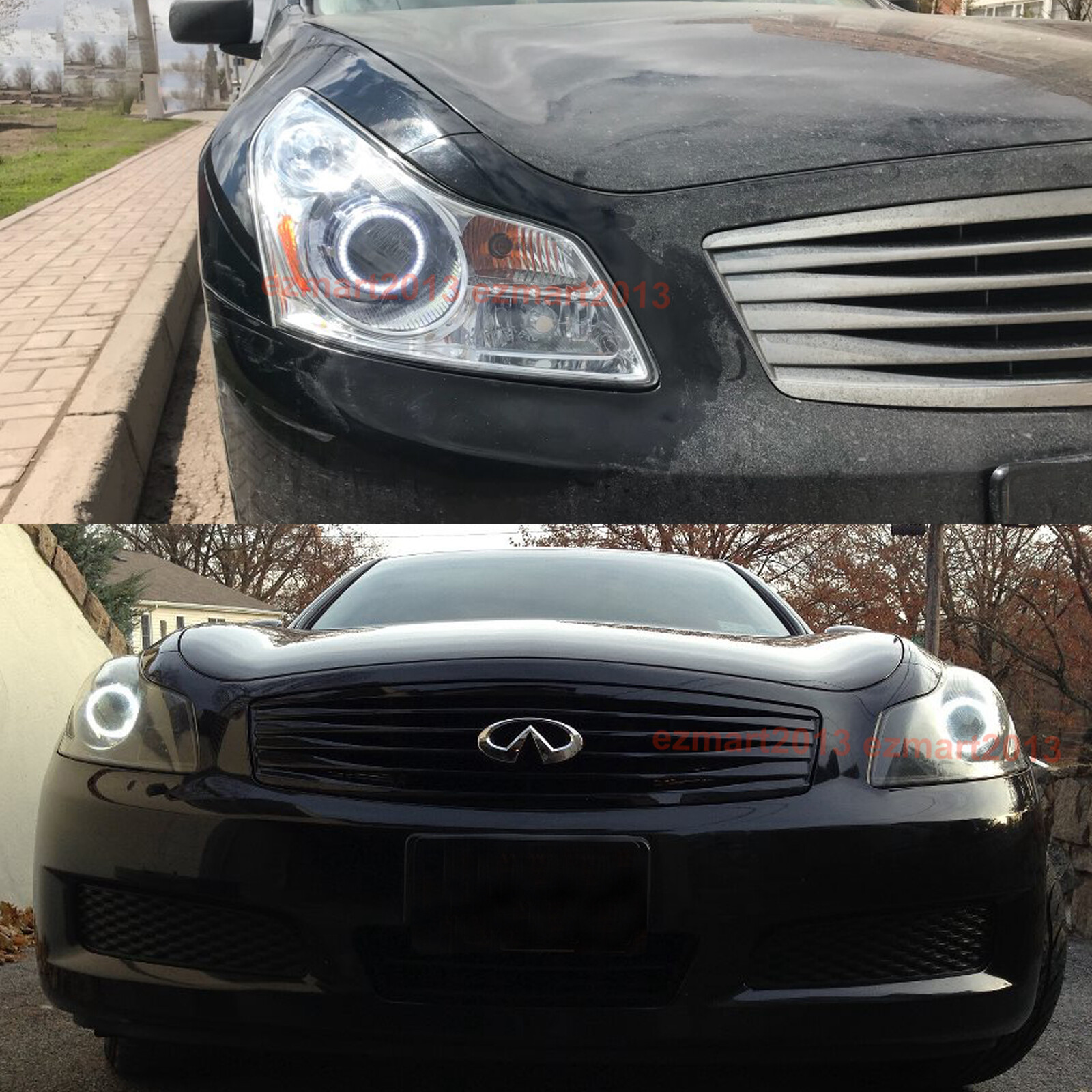 for Infiniti G35 G37 Sedan 07 09 cotton RGB halo ring LED angel eye Blue tooth