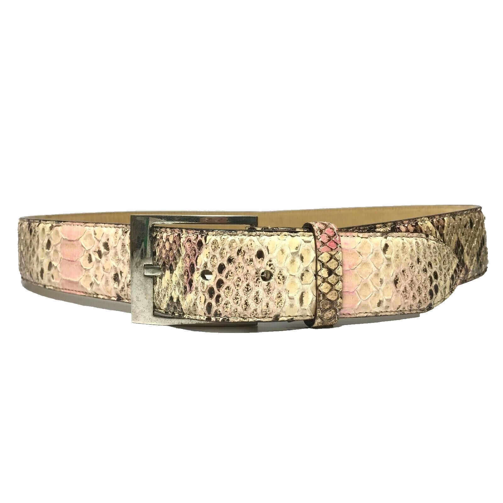 Women's Belt Large Beige Pink Vero Pitone Real Python Women's Belt Large Beige Pink Vero Pitone Real Python
