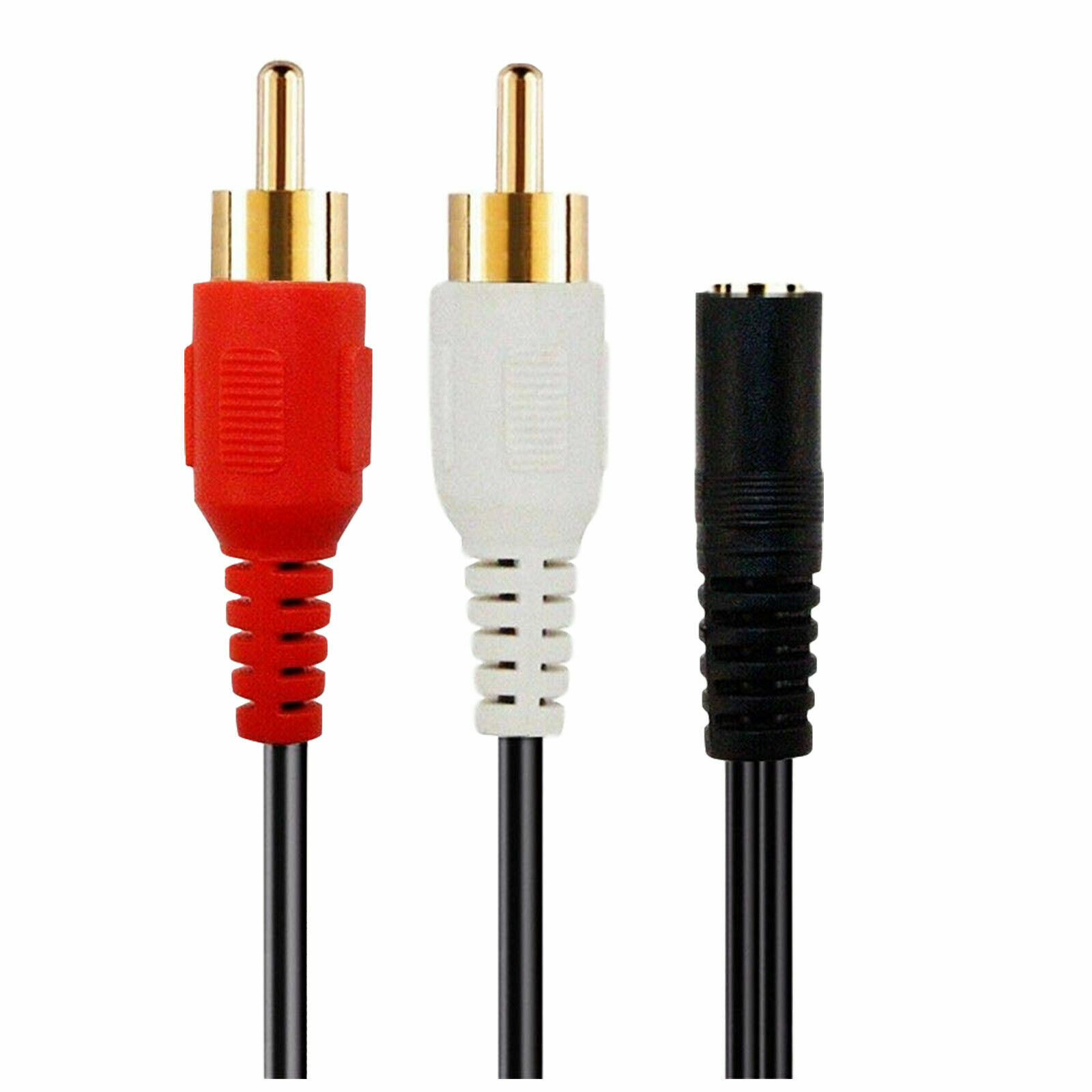 Gold 3.5mm 1/8" Stereo Female Mini Jack To 2 Male RCA Plug Adapter ...