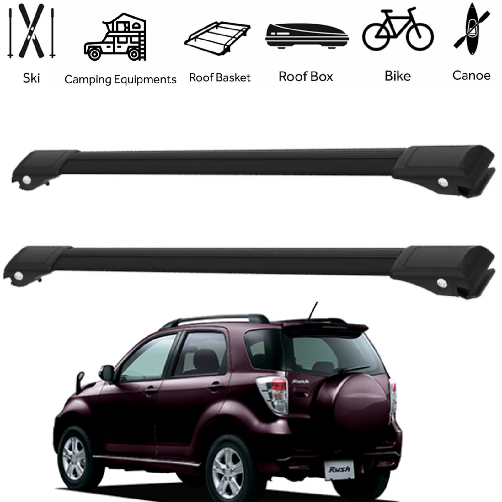 for Toyota Rush 2006 2017 Roof Rack Cross Bars Aluminum Carrier Bars Black 2Pcs eBay