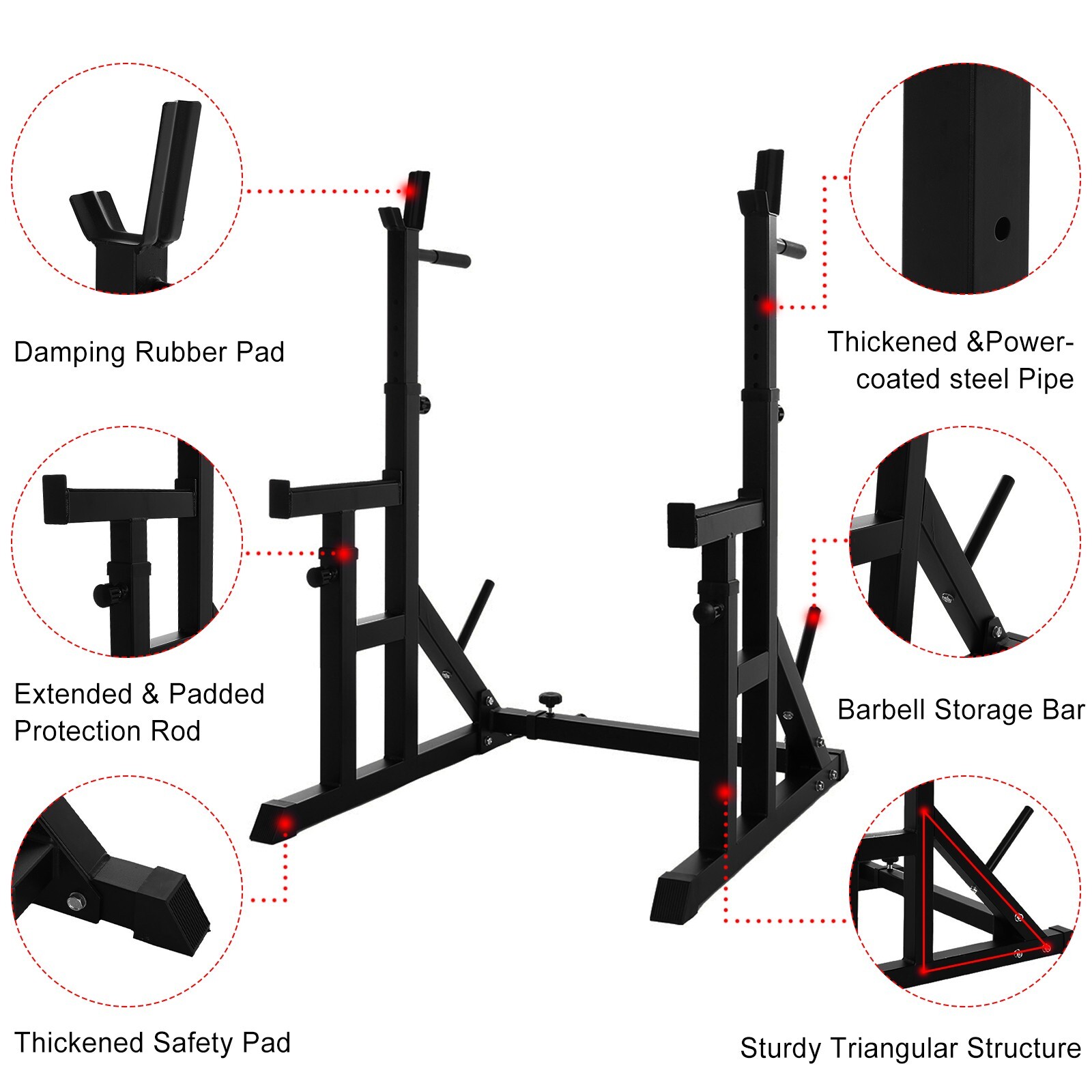 Adjustable Portable Squat Power Rack Weight Bench Press Barbell Stand ...
