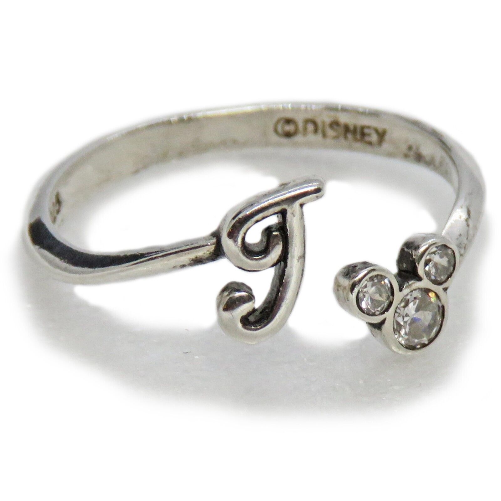 Size 9 Sterling Silver Disney Mickey and Initial Size 9 Sterling Silver Disney Mickey and Initial