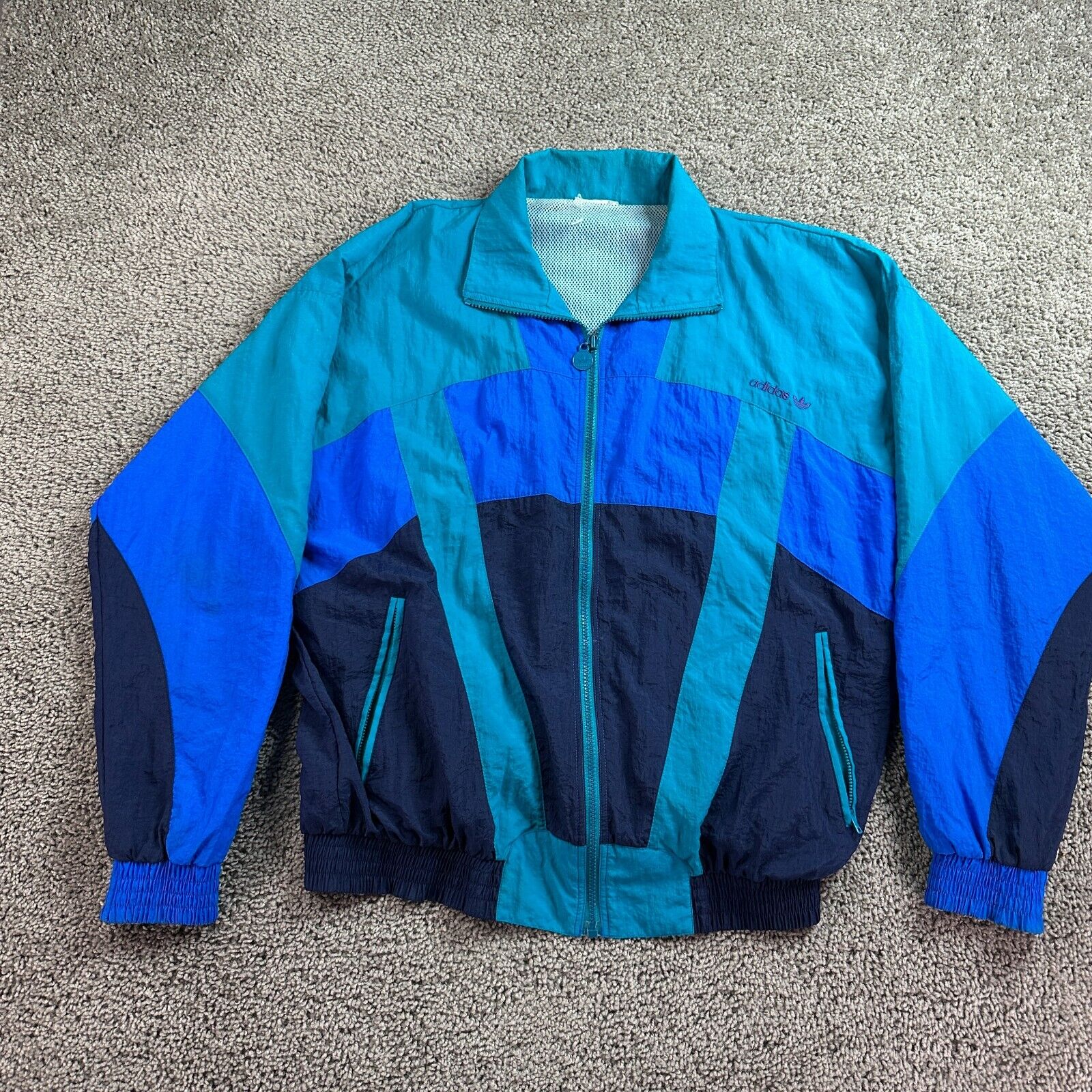 VINTAGE 90s Adidas Track Jacket Mens L Blue Green Colorblock VINTAGE 90s Adidas Track Jacket Mens L Blue Green Colorblock
