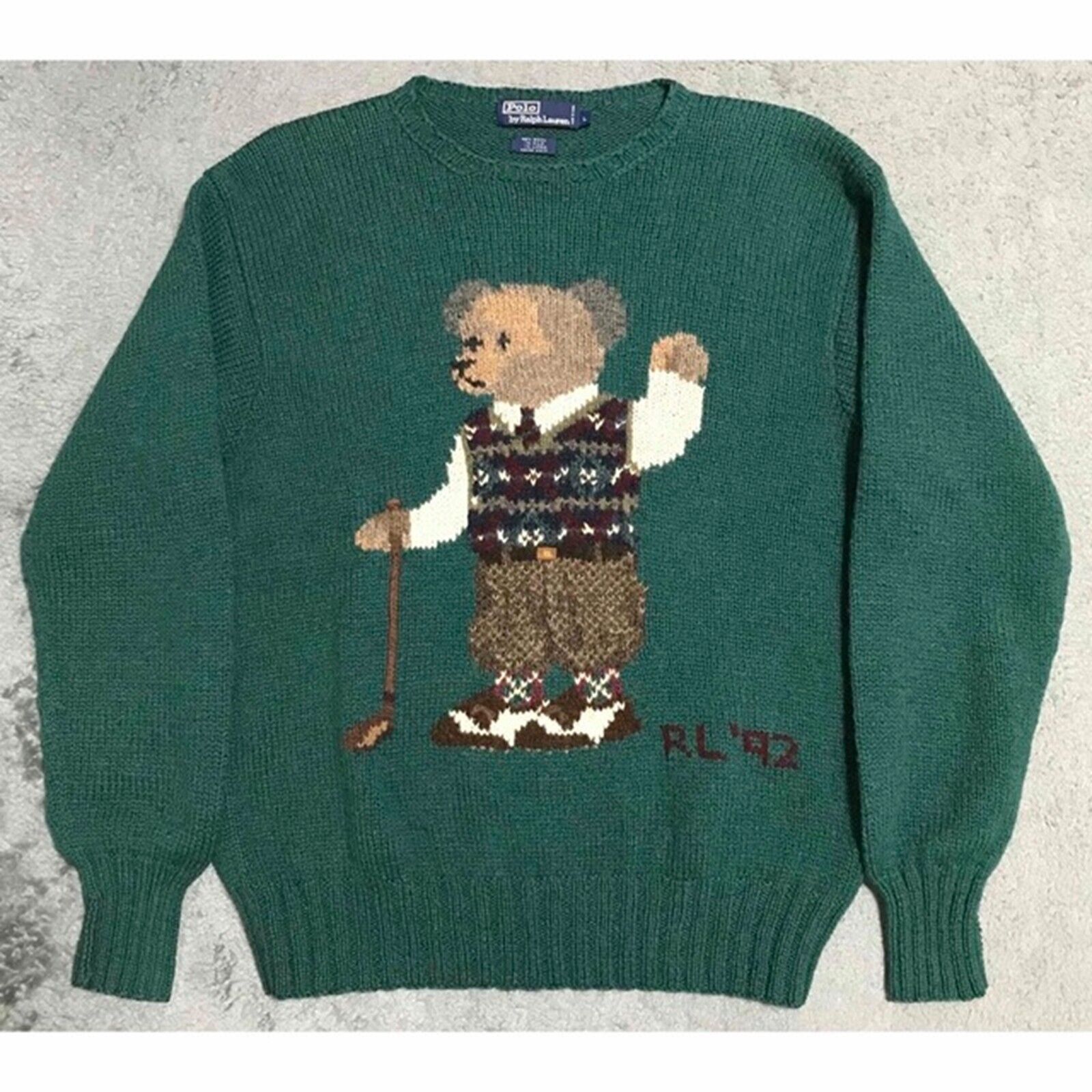 Polo Ralph Lauren Polo Bear Knit Sweater Golf Green RL 92 Polo Ralph Lauren Polo Bear Knit Sweater Golf Green RL 92