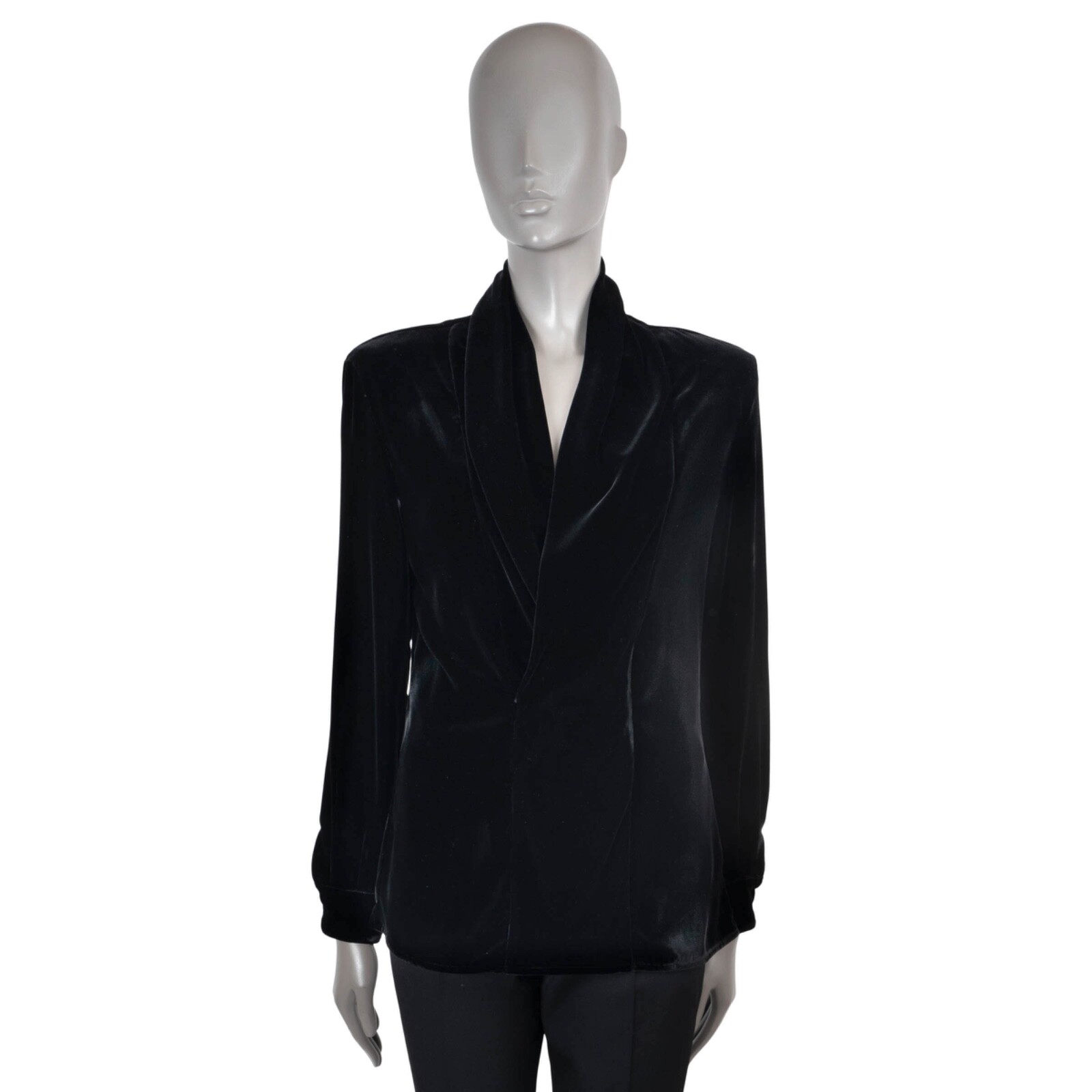 70559 auth SAINT LAURENT black viscose 2022 V-NECK VELVET 70559 auth SAINT LAURENT black viscose 2022 V-NECK VELVET