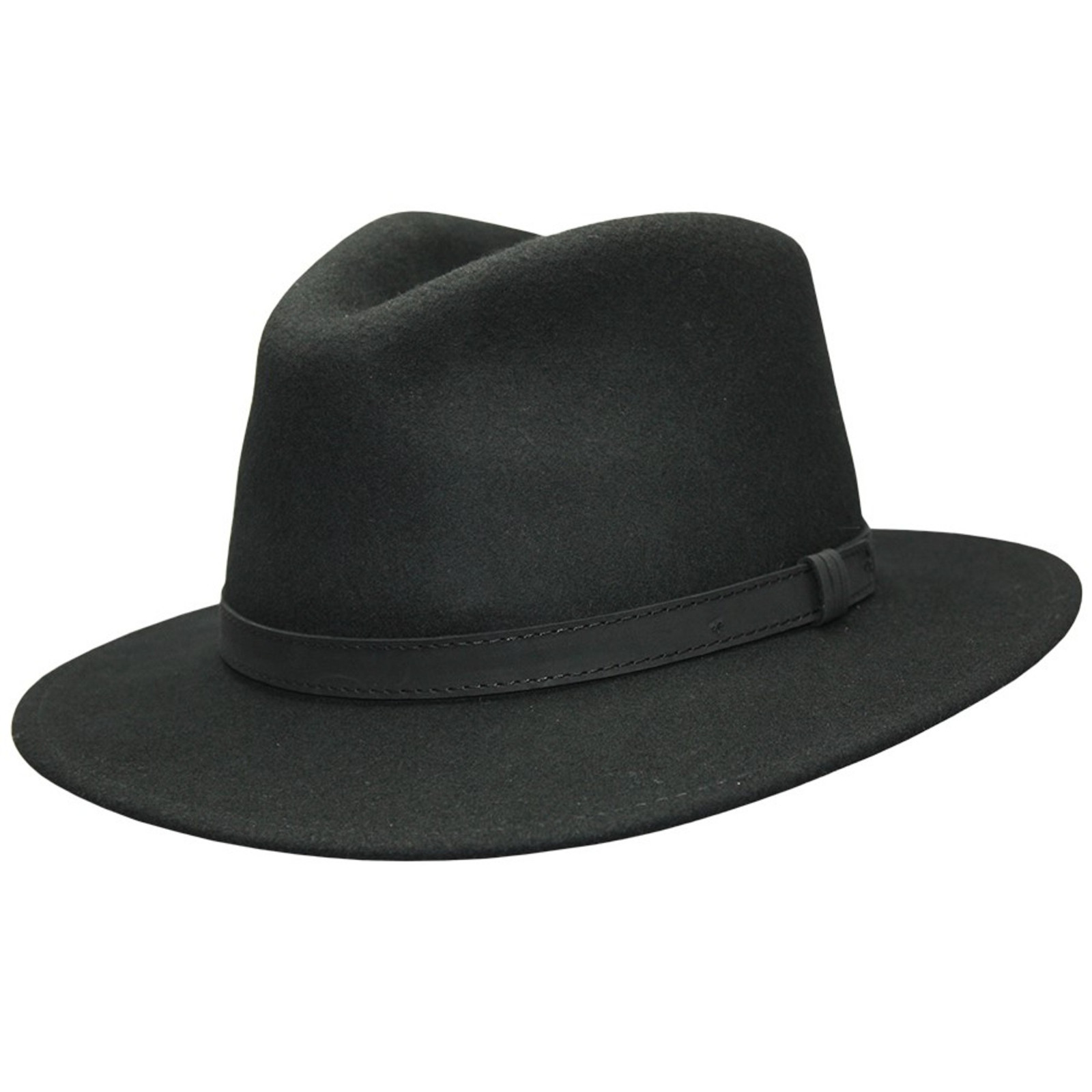 Gents 100% Wool Felt Crushable Trilby Fedora Hat With Leather Type Band ...