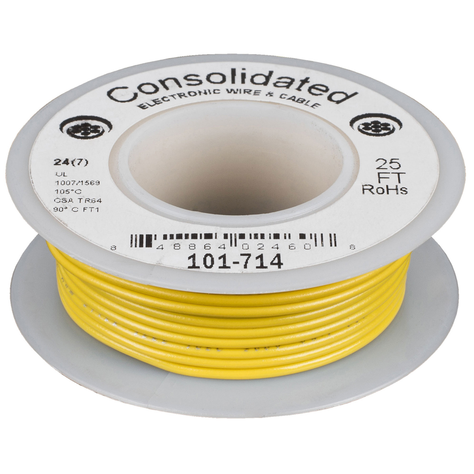 Consolidated Stranded 24 AWG Hook-Up Wire 25 ft. Yellow UL R ...