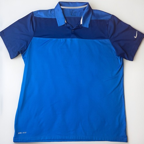 Nike Golf Polo Shirt Mens Extra Large XL Blue Color Block Nike Golf Polo Shirt Mens Extra Large XL Blue Color Block