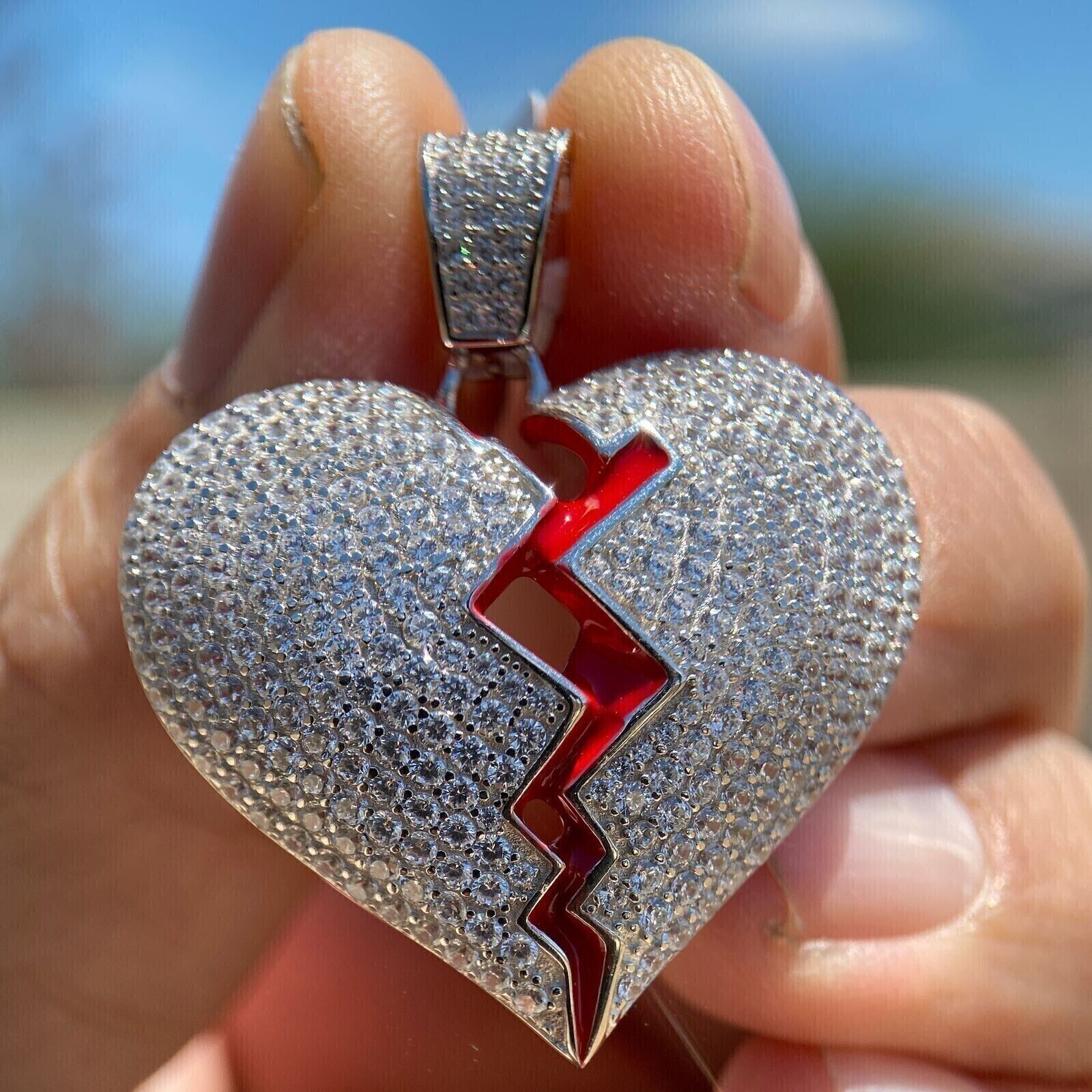 2.80Ct Lab Created Diamond Round Broken Heart Pendant 14K 2.80Ct Lab Created Diamond Round Broken Heart Pendant 14K