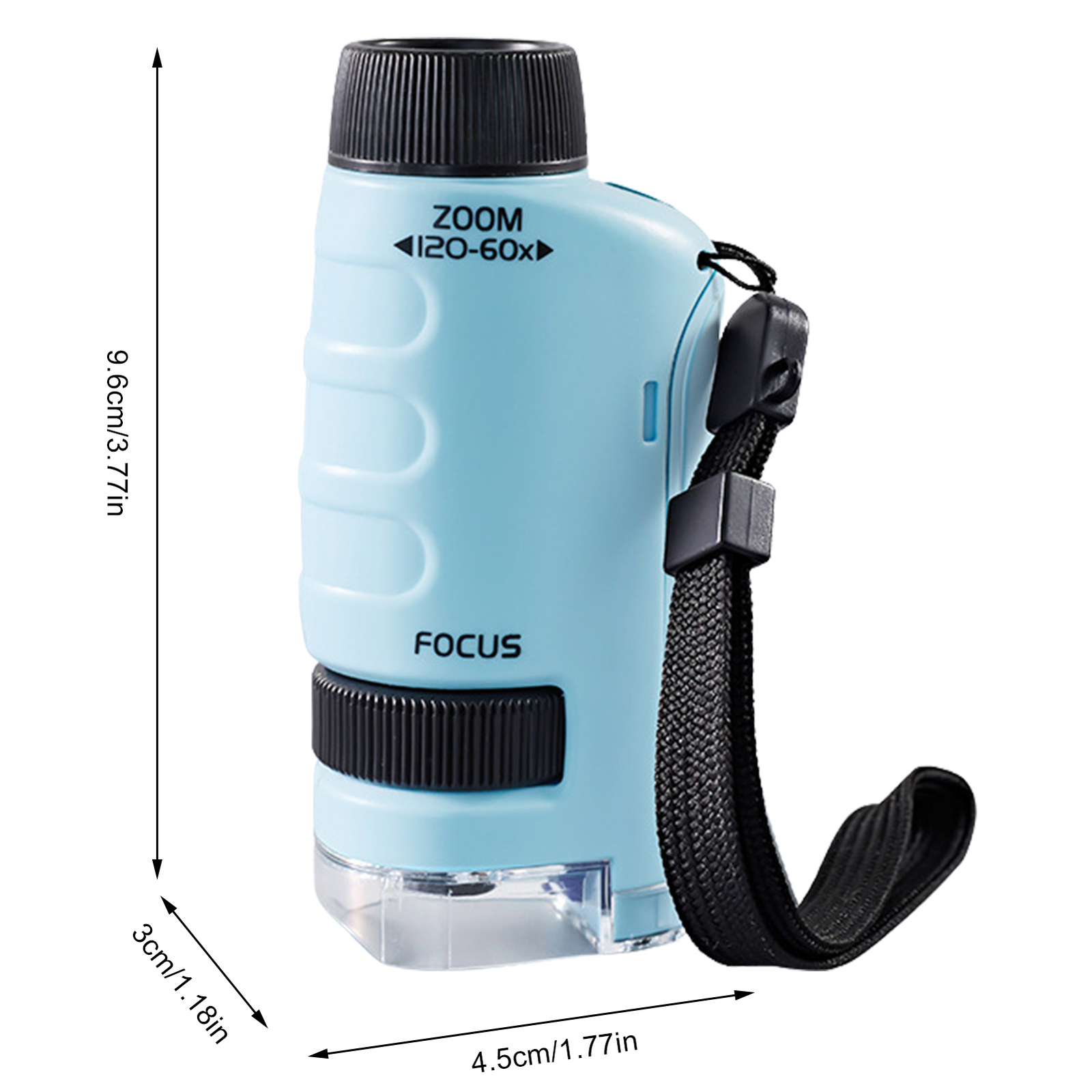 Handheld Magnification Pocket Microscope 60X-120X KP Lens With LED Lig ...