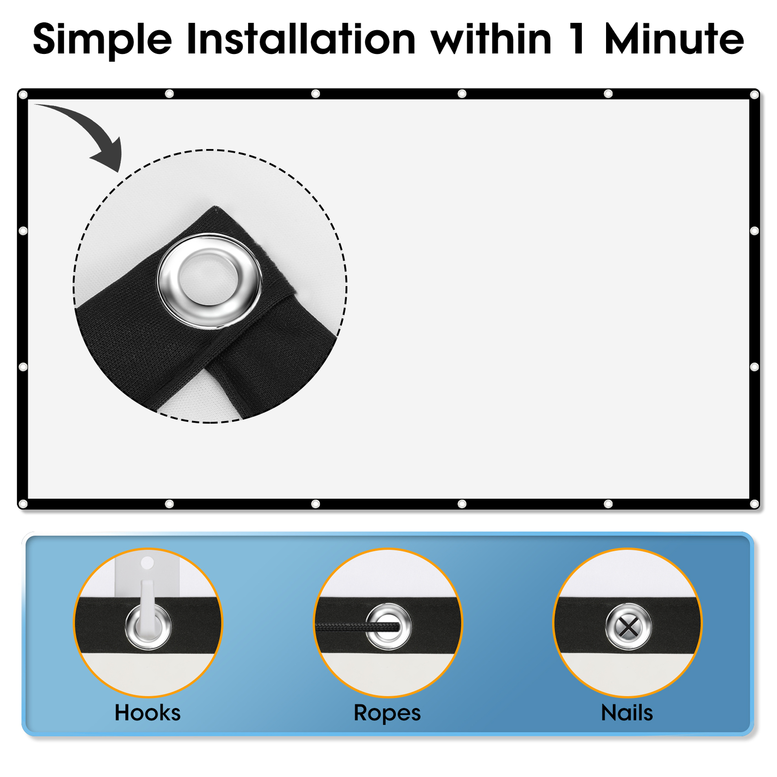 120" Portable Foldable Projector Screen Set 16:9 HD Outdoor Home Cinem ...