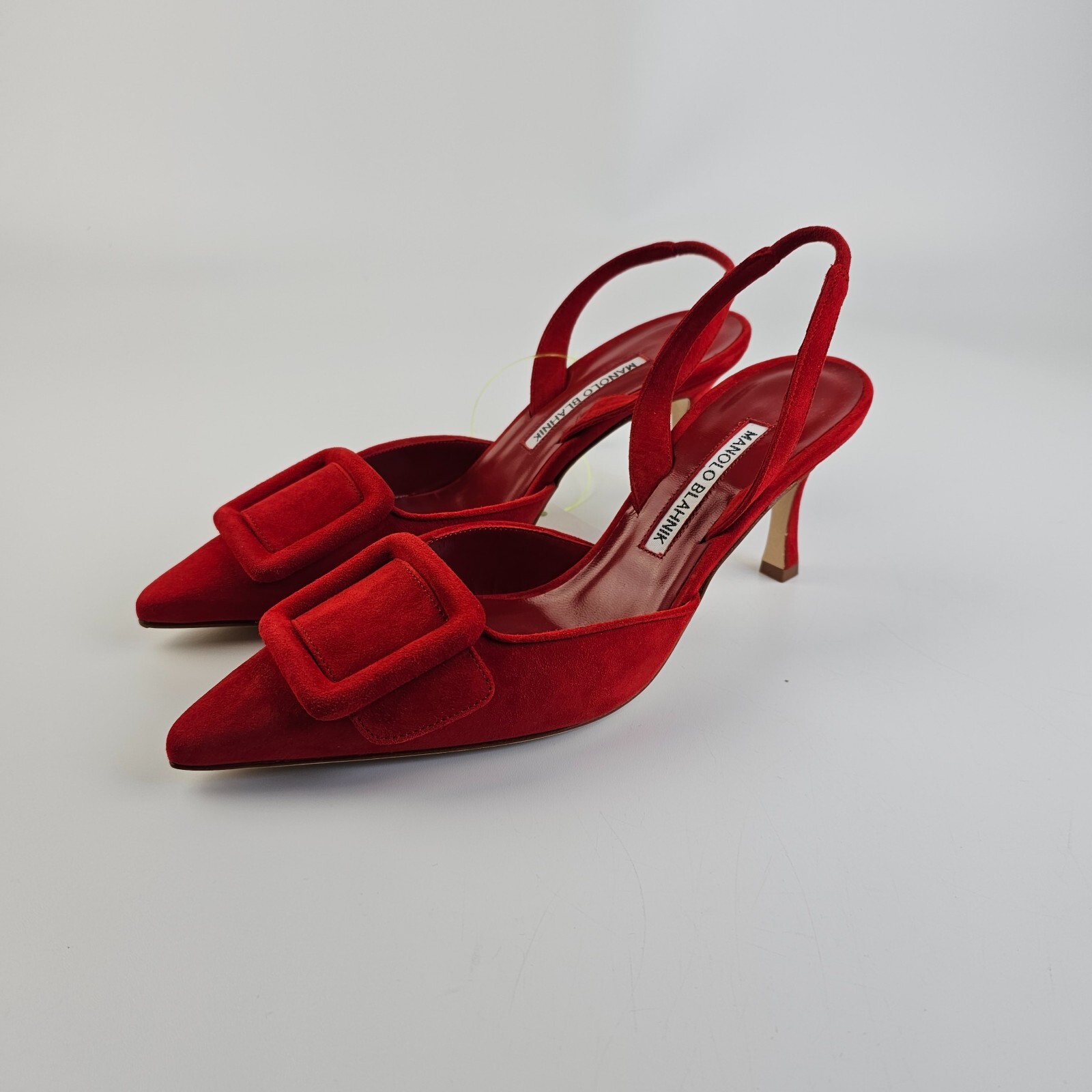 MANOLO BLAHNIK Maysli $845 Red Suede 70mm Slingback Pumps MANOLO BLAHNIK Maysli $845 Red Suede 70mm Slingback Pumps