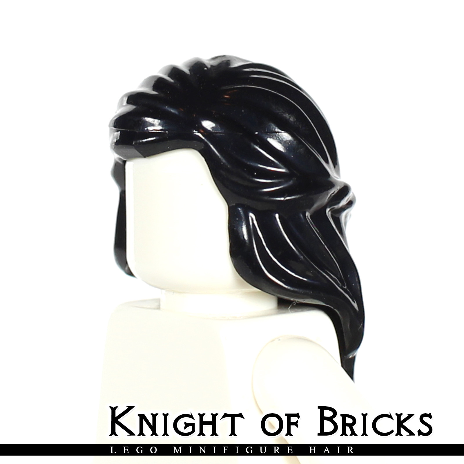 LEGO Minifigure Hair BLACK 59363 Female Girl Mid-Length Braid Sides ...