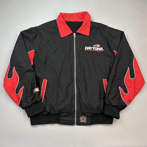 Vintage Nascar Jacket Mens 2XL Black Daytona International Vintage Nascar Jacket Mens 2XL Black Daytona International