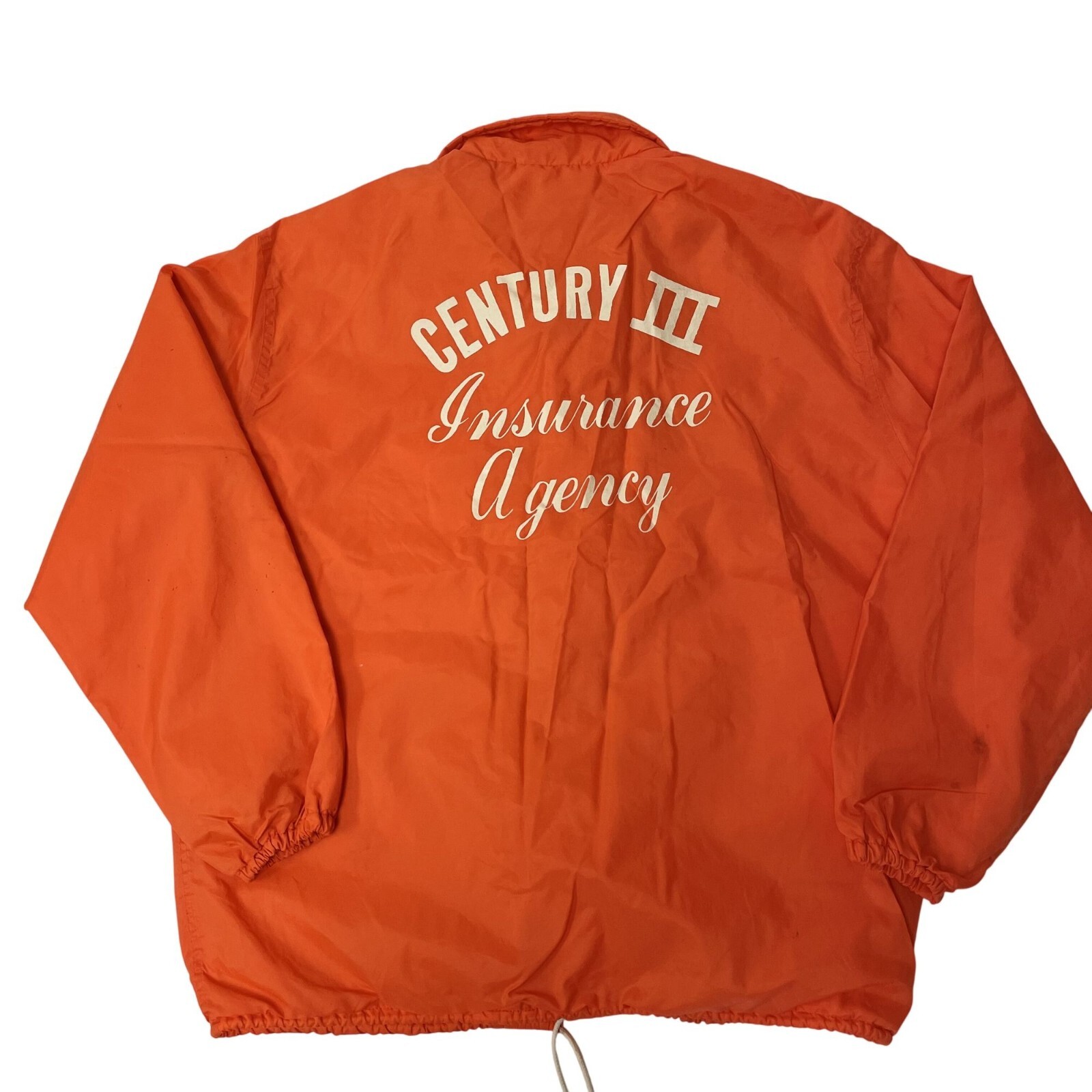 Vtg 70's Dunbrooke CENTURY III INSURANCE Jacket Orange CHAIN STITCH ...