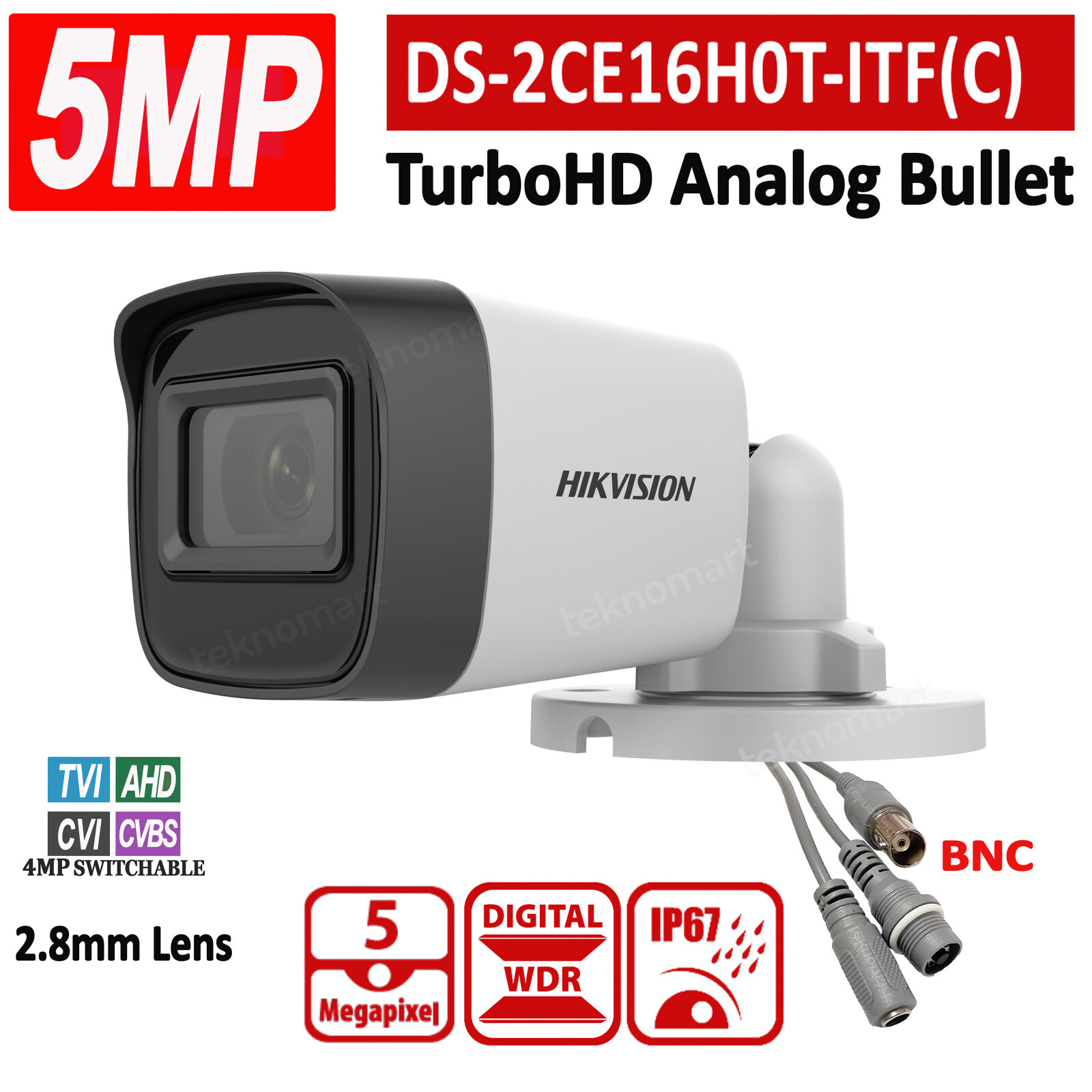 Hikvision 5MP Bullet Camera DS-2CE16H0T-ITF HD Analog TVI AHD CVI 2.8mm OutdoorのeBay公認海外通販｜セカイモン
