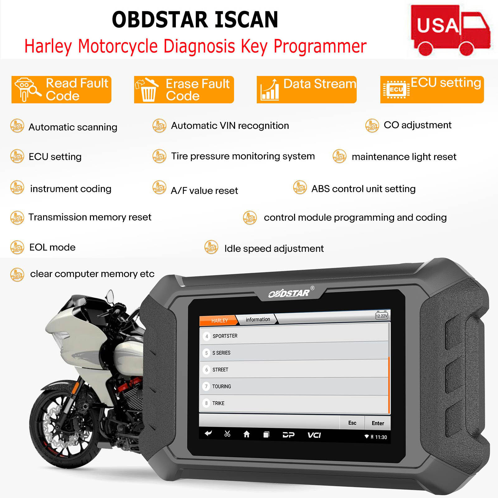 OBDSTAR iScan for Harley Davidson Motorcycle Diagnostic Scanner Tool ...