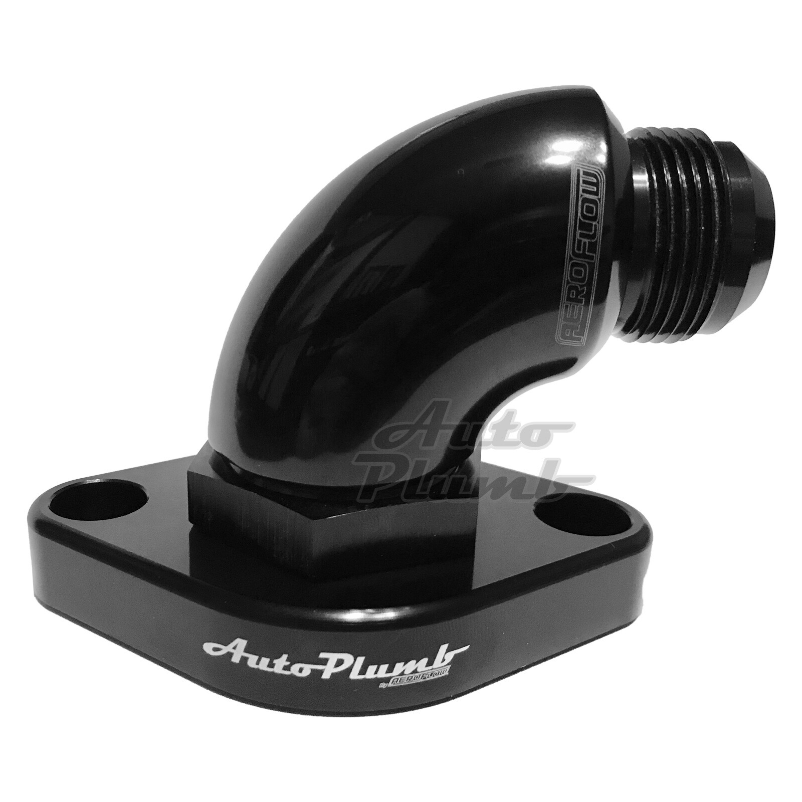 AutoPlumb -20AN Chev 90° Black Thermostat Housing Aeroflow AP100-20BLK ...