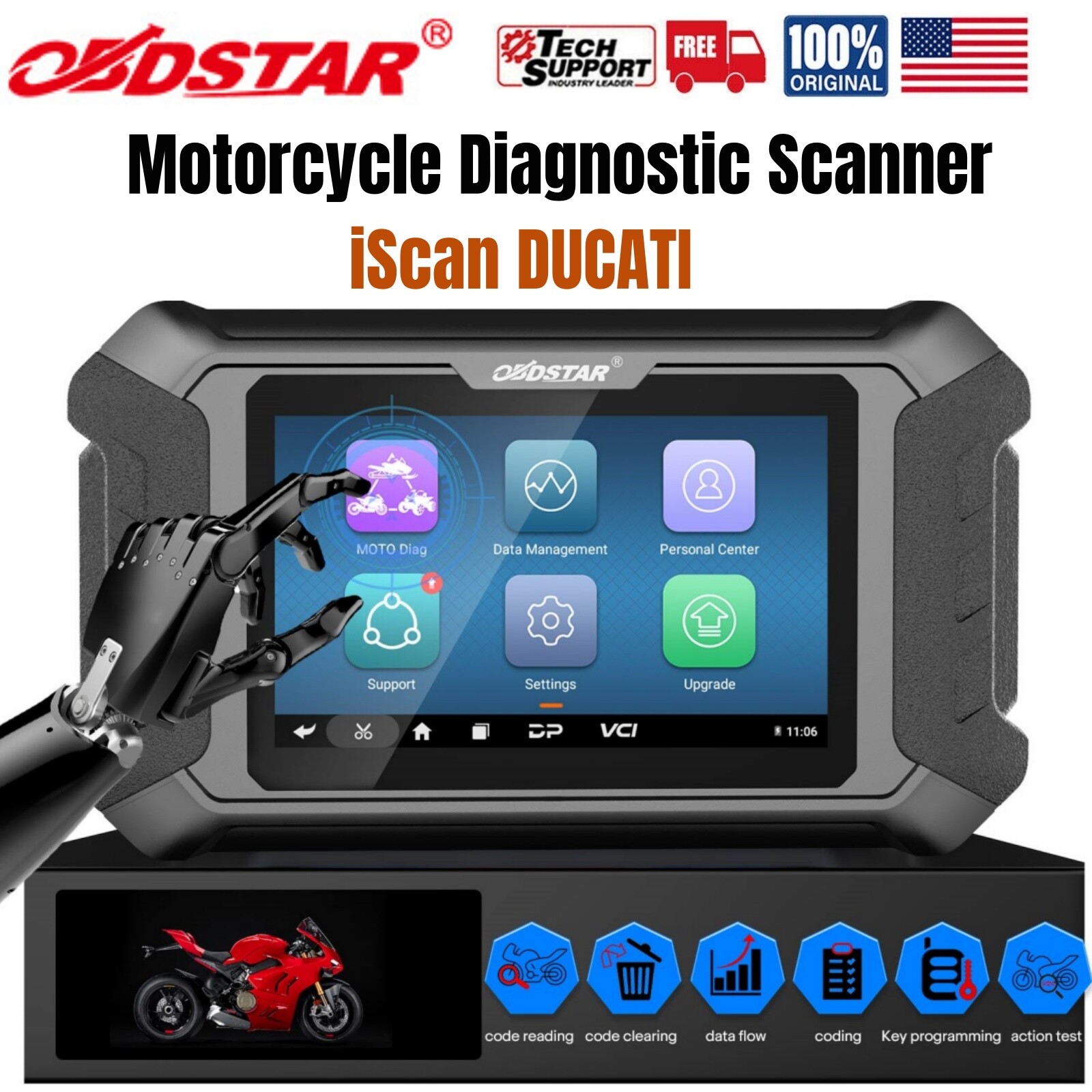 OBDSTAR iScan for DUCATI Motorcycle Diagnostic Scan Code Reader Ke-y ...
