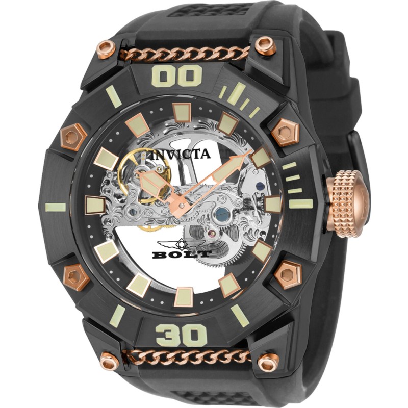 Invicta Men Watch Bolt Automatic Skeleton Dial Silicone Rubber Strap 41678