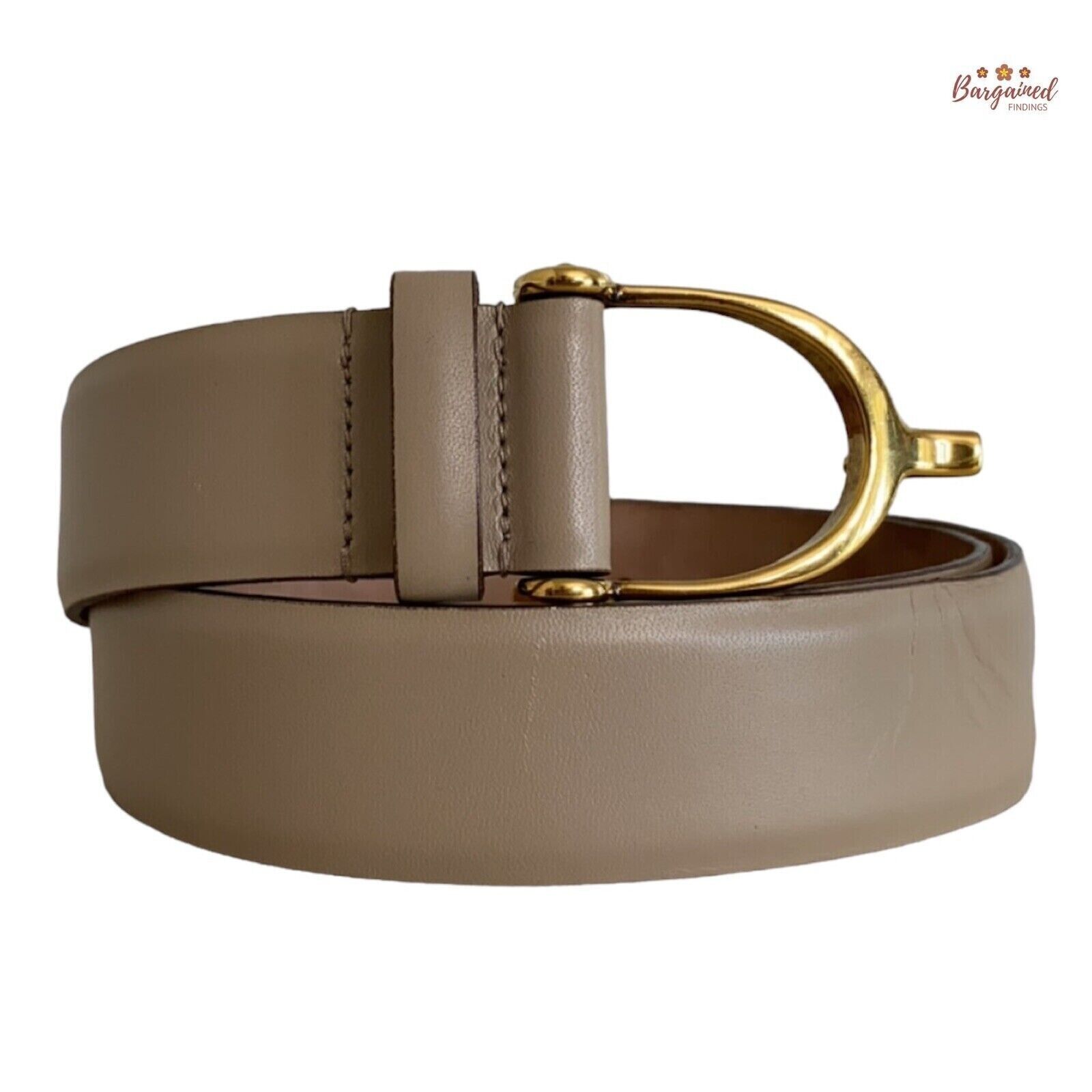 Authentic Gucci Beige Calfskin Leather Gold Horsebit Buckle Authentic Gucci Beige Calfskin Leather Gold Horsebit Buckle