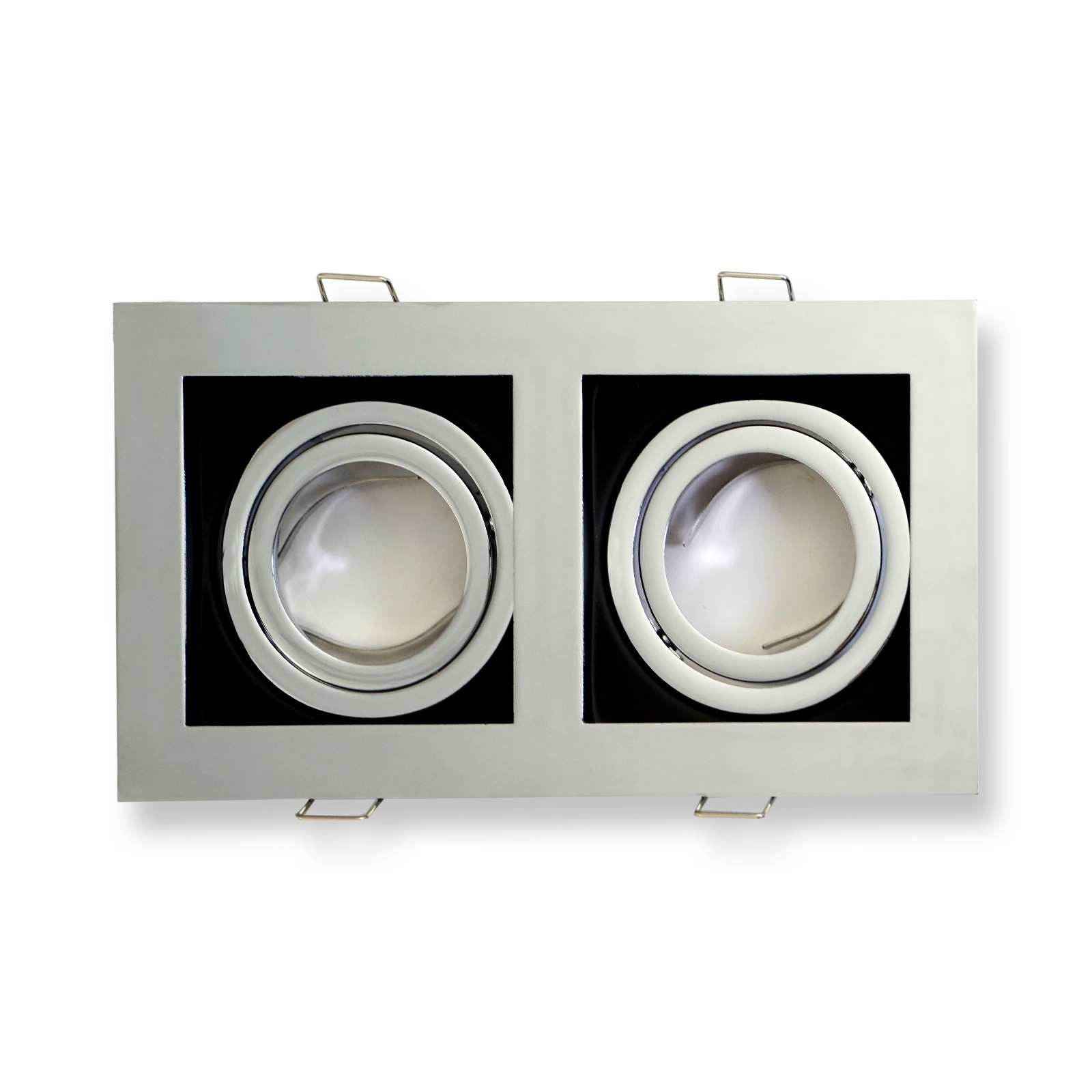 1 / 2 or 3 GU10 Square Ceiling Downlight Spotlights Tilt Beam Chrome ...