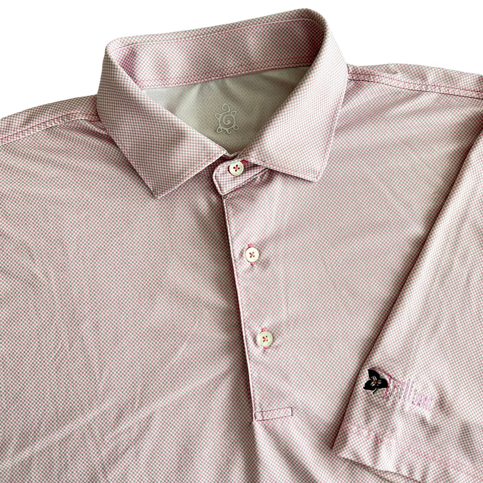 Turtleson Polo Mens Large Pink Geometric Trillium Golf
