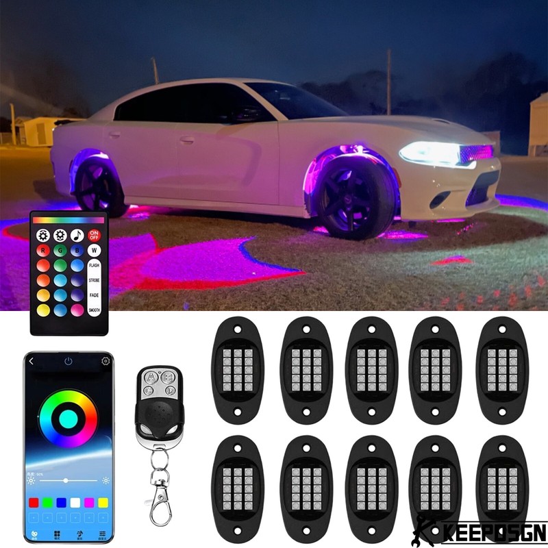 10X RGB Rock Lights Neon Underglow LED Kit