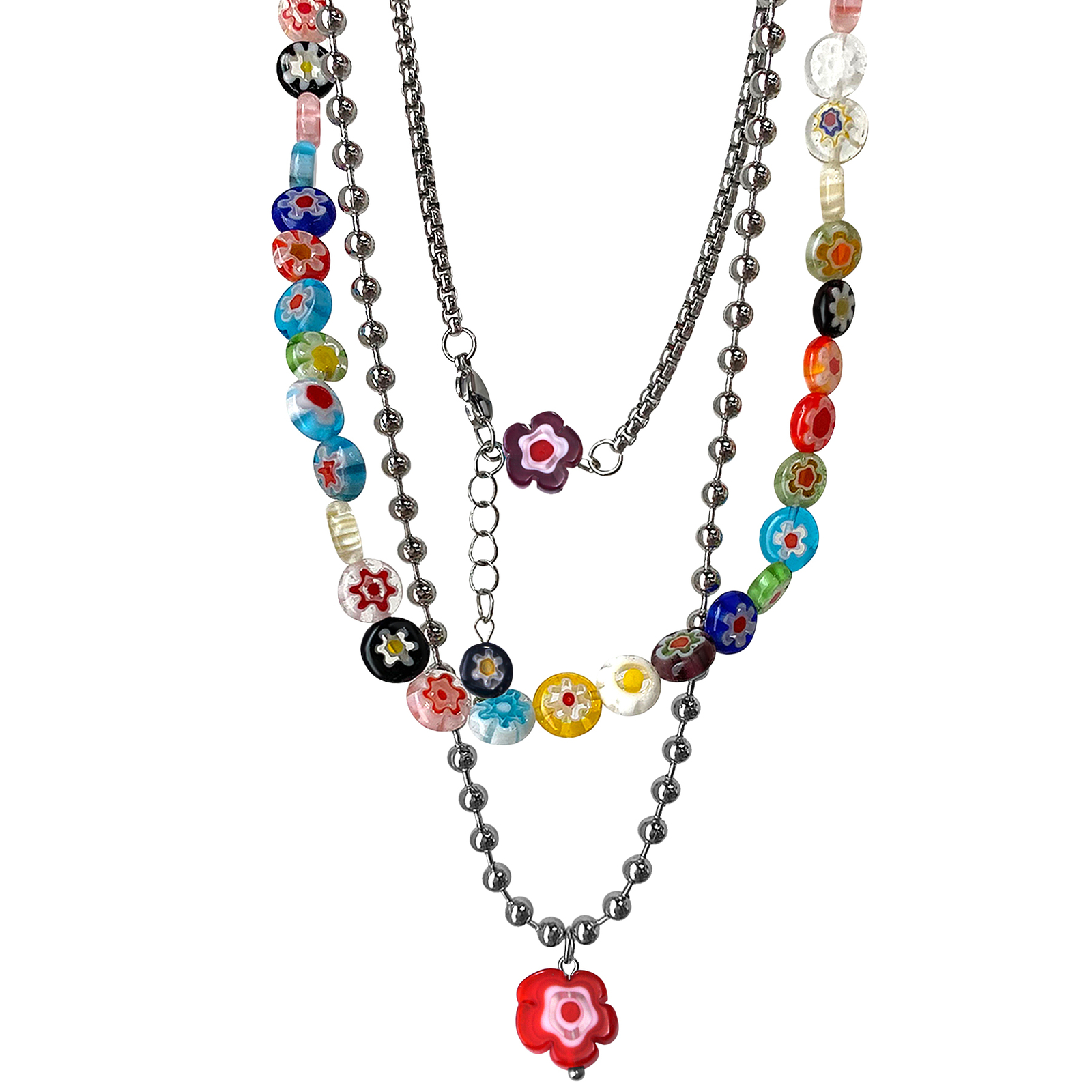 Women Girls Y2k Necklace Layered Colorful Beaded Choker Women Girls Y2k Necklace Layered Colorful Beaded Choker
