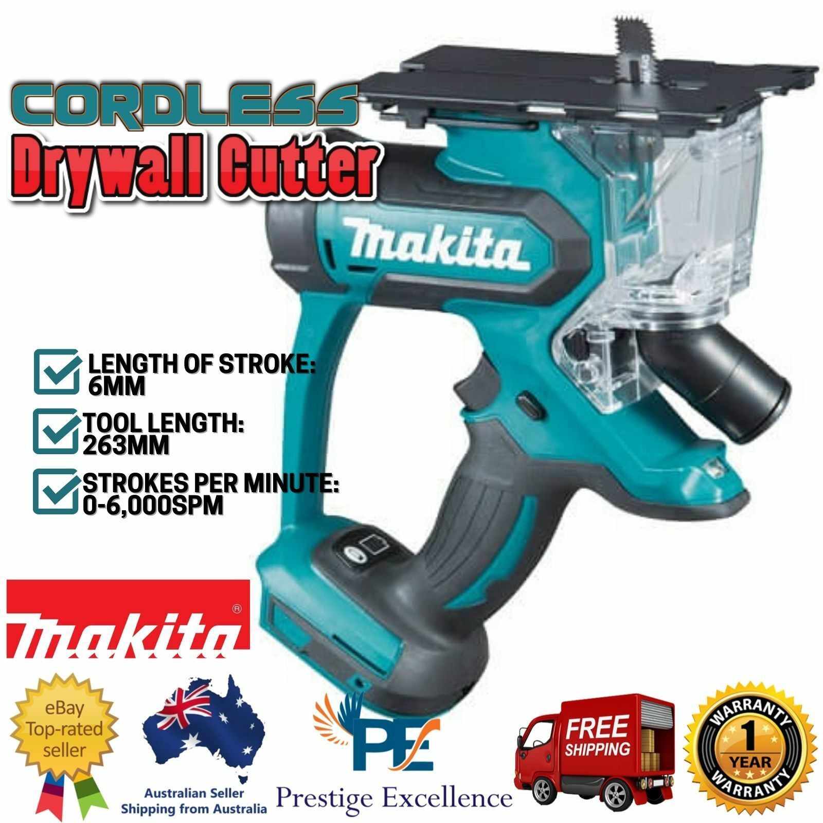 MAKITA 18V 6mm Variable Speed Cordless Drywall Cutter 0 6 000spm Skin Only AU eBay