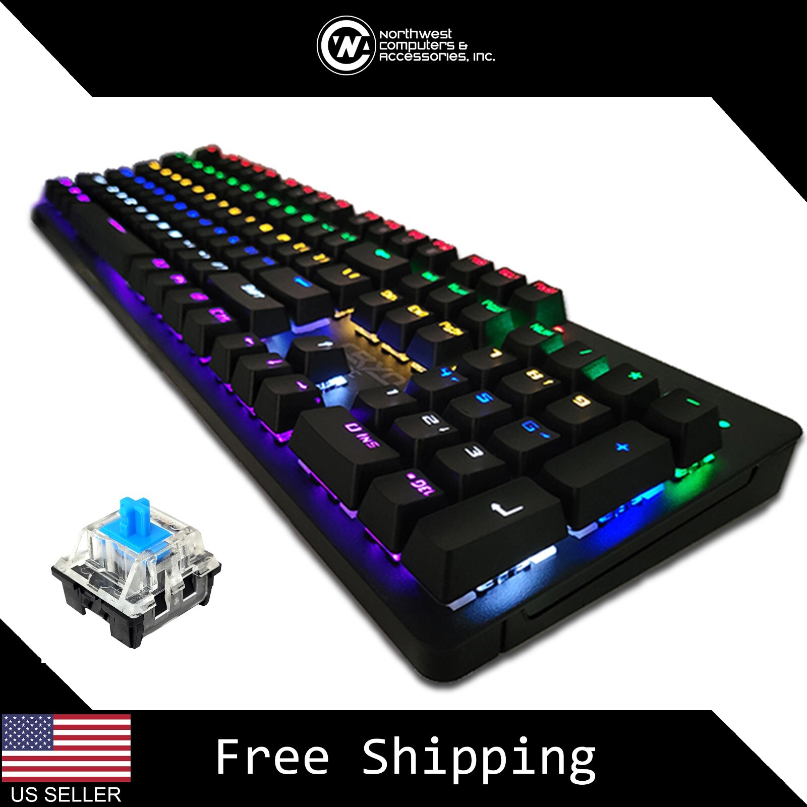 Full Mechanical Gaming Keyboard Wired Backlit RGB LED
