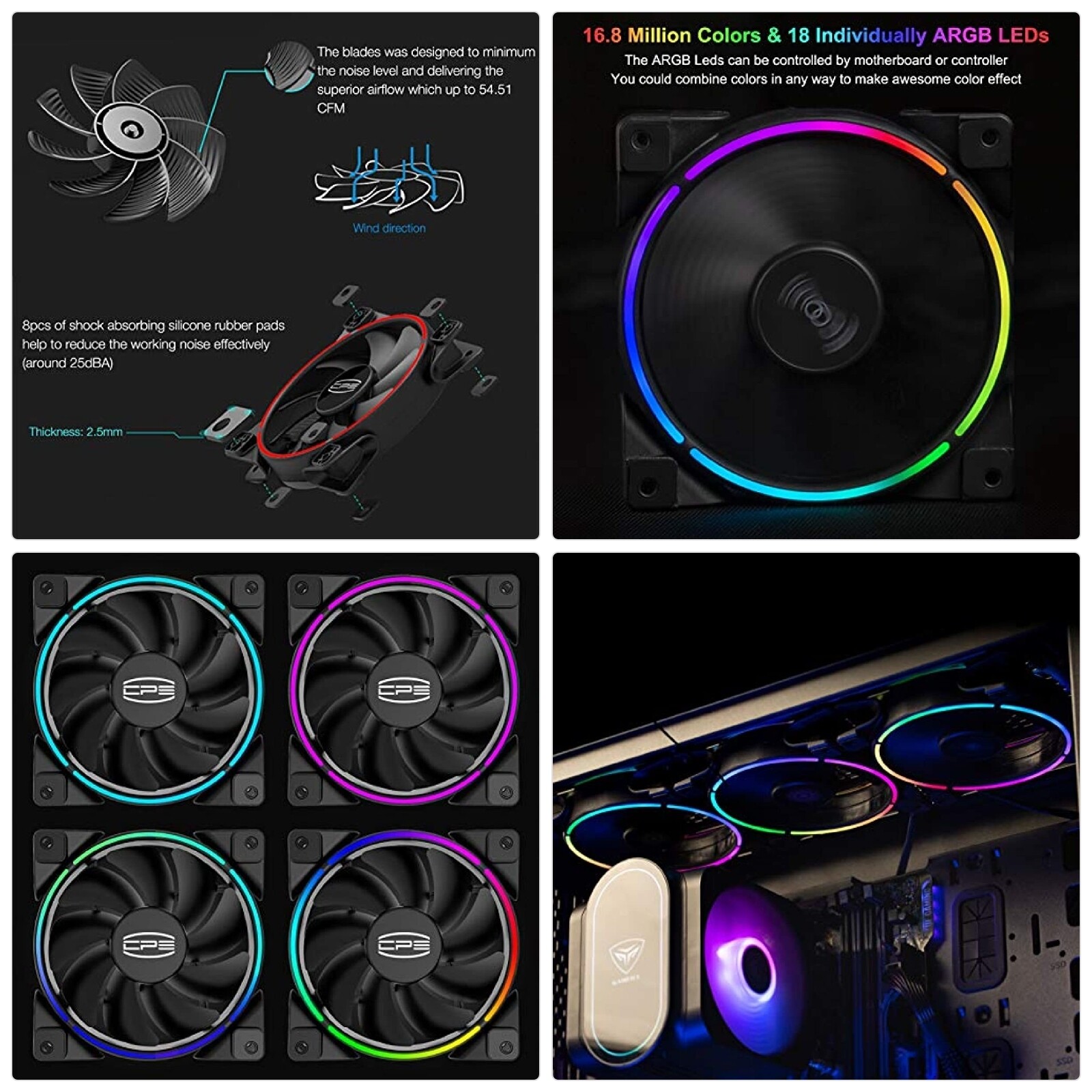 Купить Вентилятор для корпуса CP3 Case Fans 120mm Addressable RGB PC ...