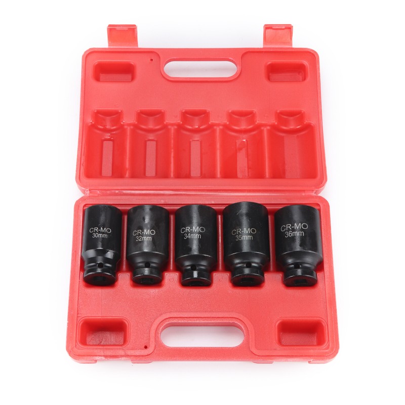5PC 12 Point Axle Hub Nut Socket Set 1/2" Drive Professional Impact ...