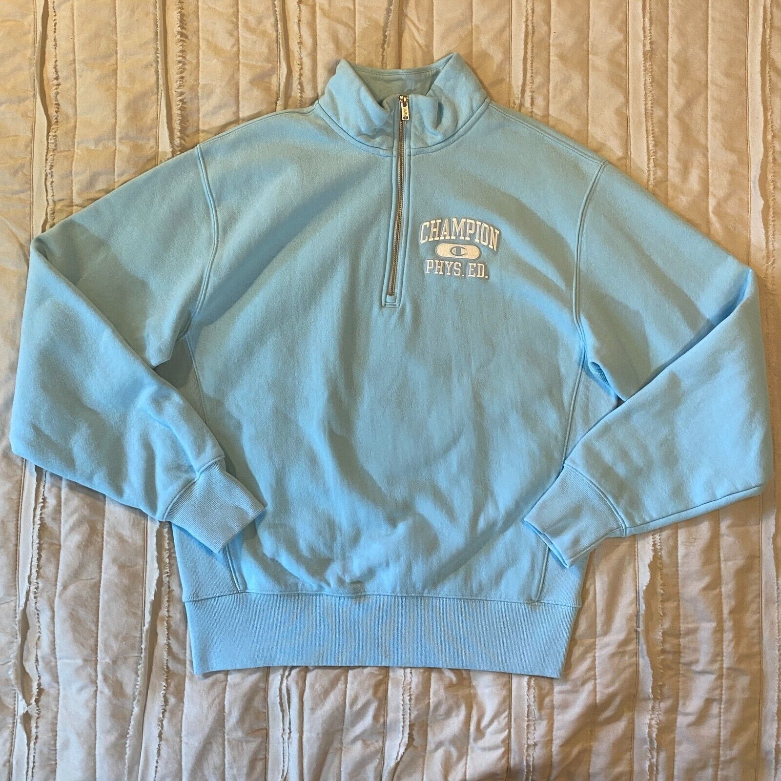 Champion Reverse Weave Sweatshirt Mens Medium Blue 1/4 Zip Champion Reverse Weave Sweatshirt Mens Medium Blue 1/4 Zip