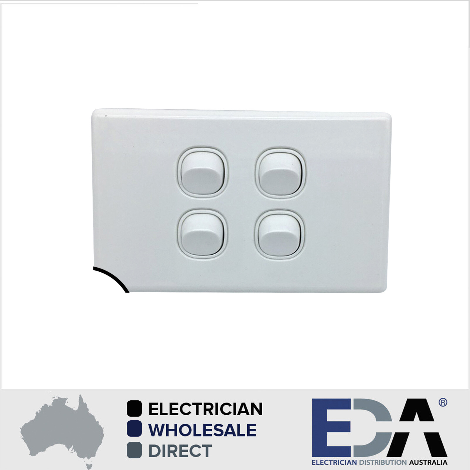 4 Gang Slimline Light Switch Electrical Wall Narrow Switch Board 118 mm ...