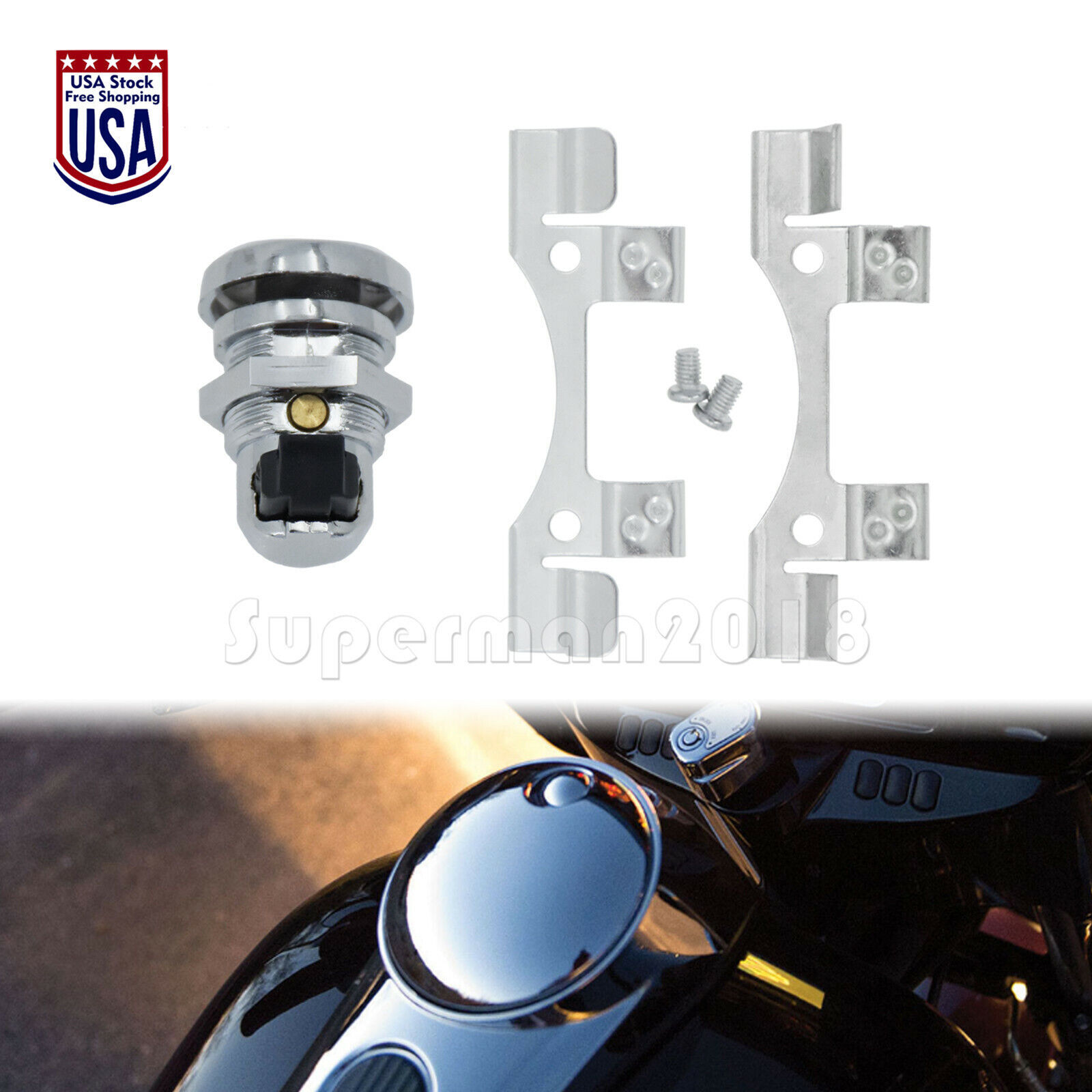 Fuel Door Latch Push Button Gas Cap Fit For Harley 92-20 Street Glide ...