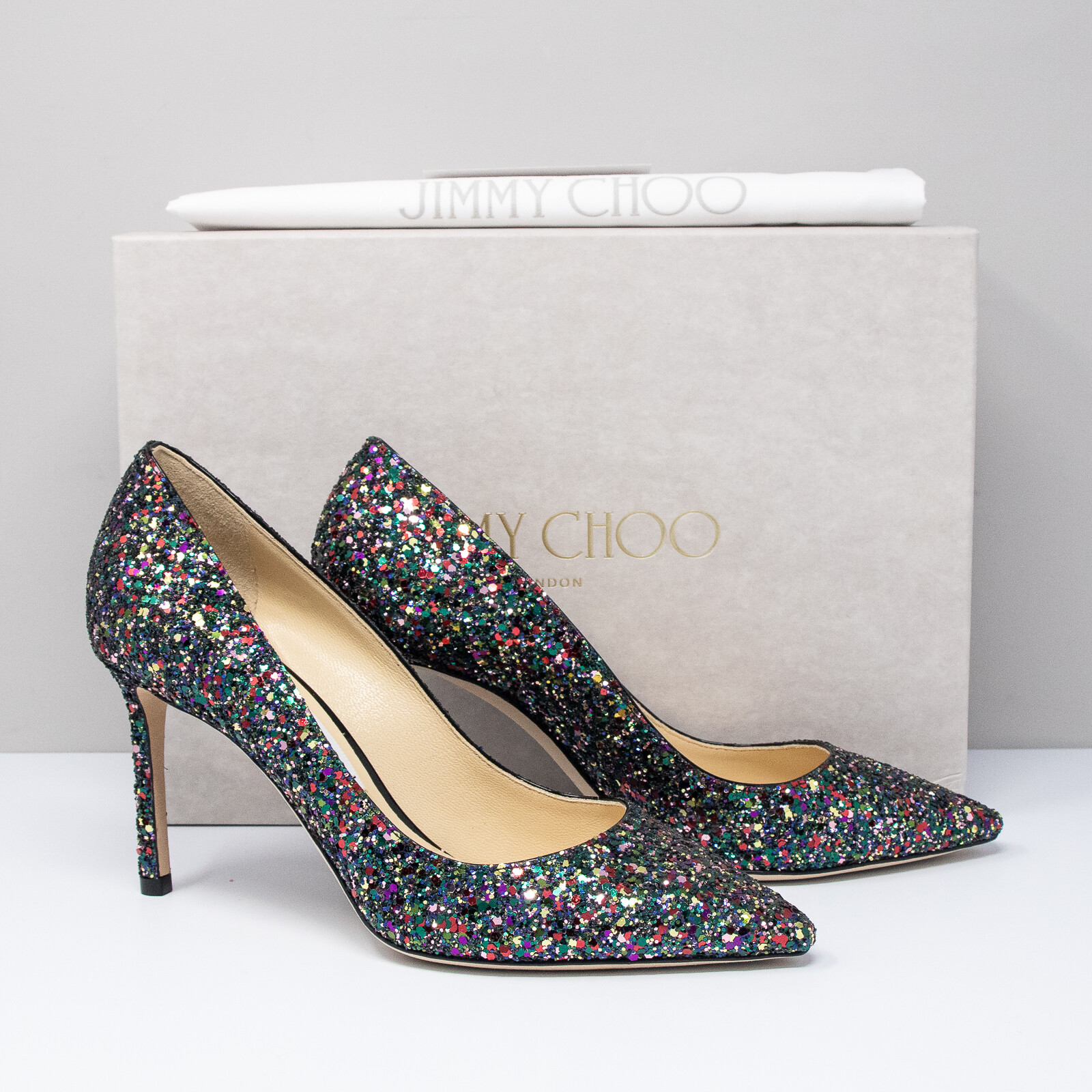 Jimmy Choo Romy 85, Size 38 EU (8 US) Boho Mix Coarse Jimmy Choo Romy 85, Size 38 EU (8 US) Boho Mix Coarse