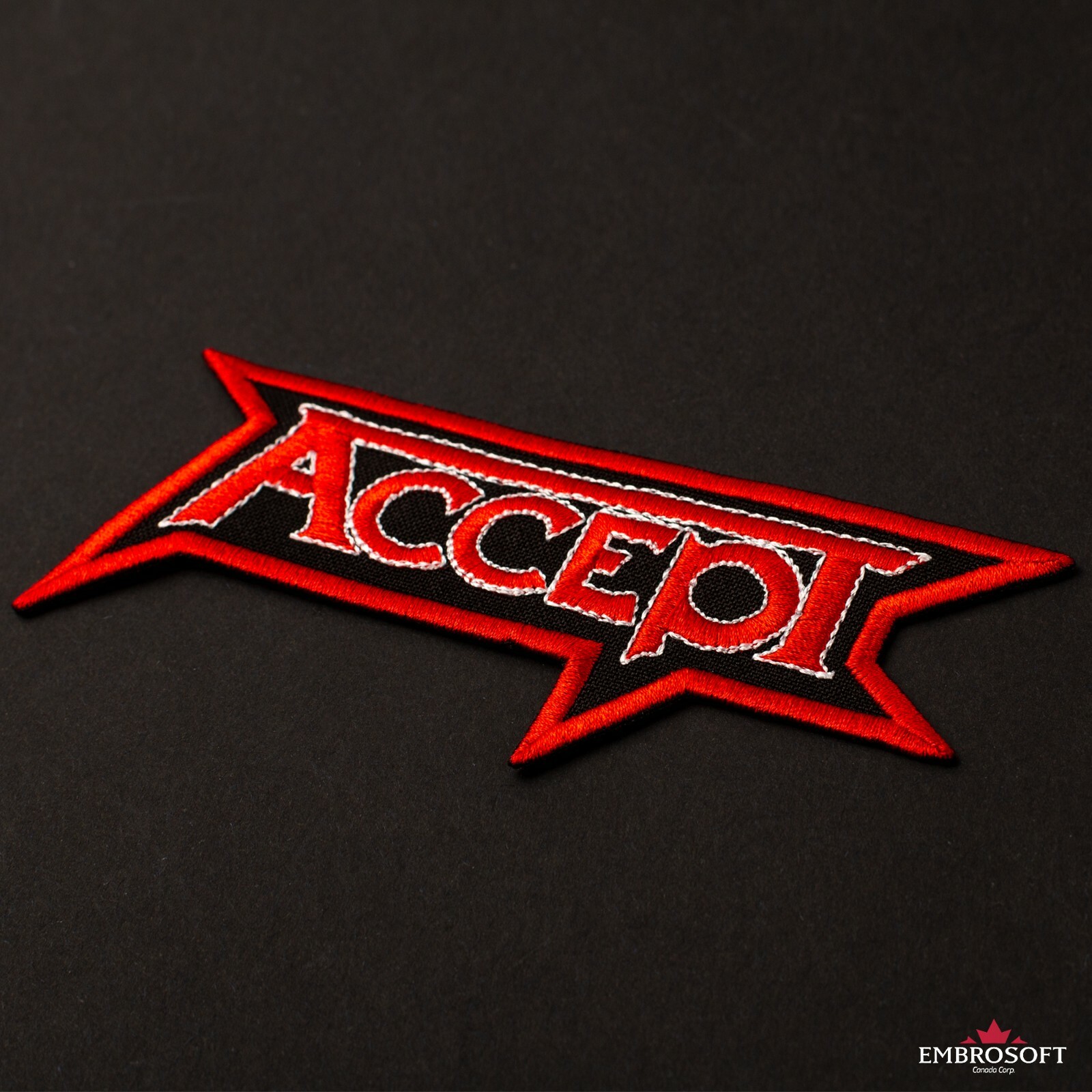 ACCEPT Logo Patch, Heavy Rock Band Red Emblem, Embroidered Iron On (5 ...