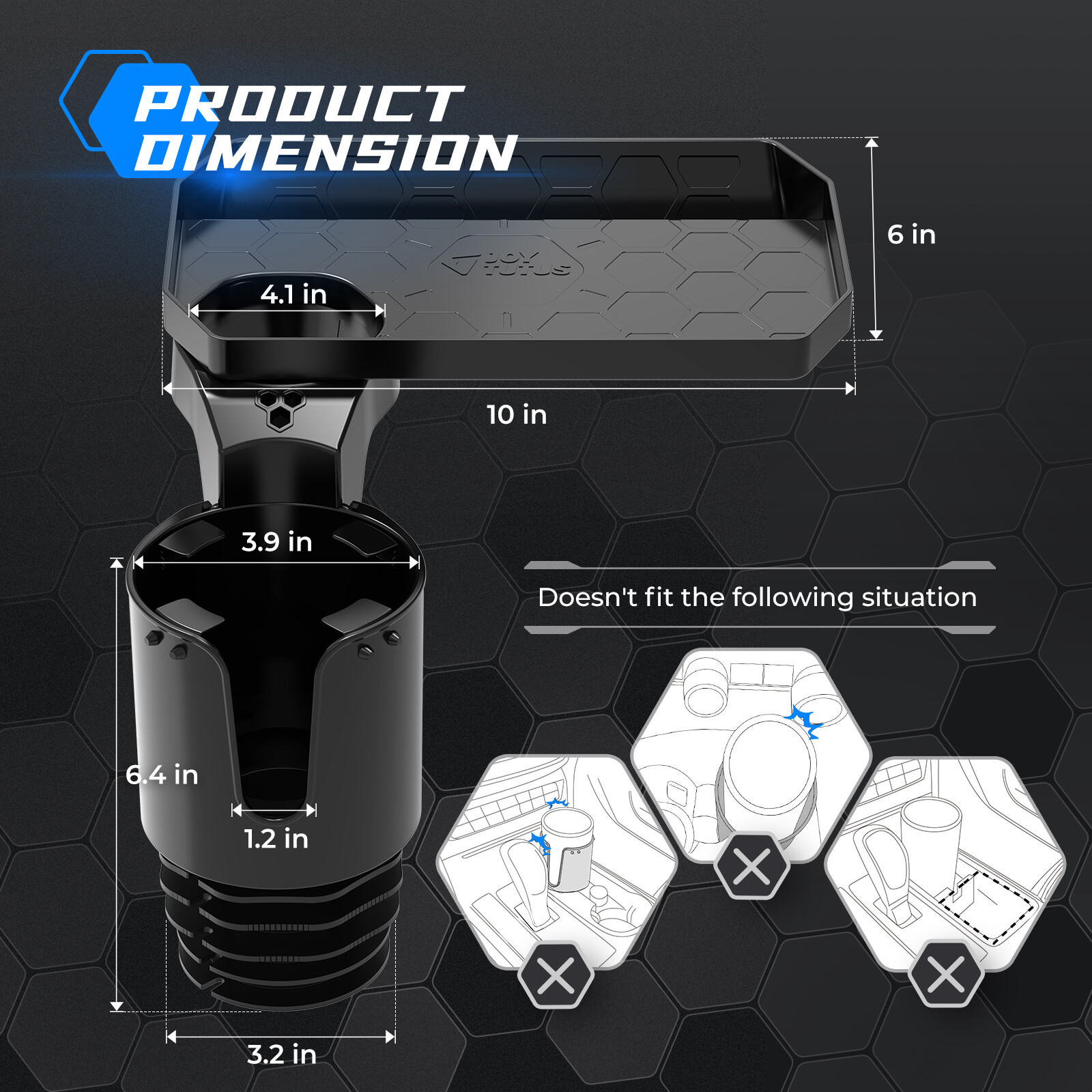 Car Cup Holder w/Attachable Tray Expander Adapter Hold