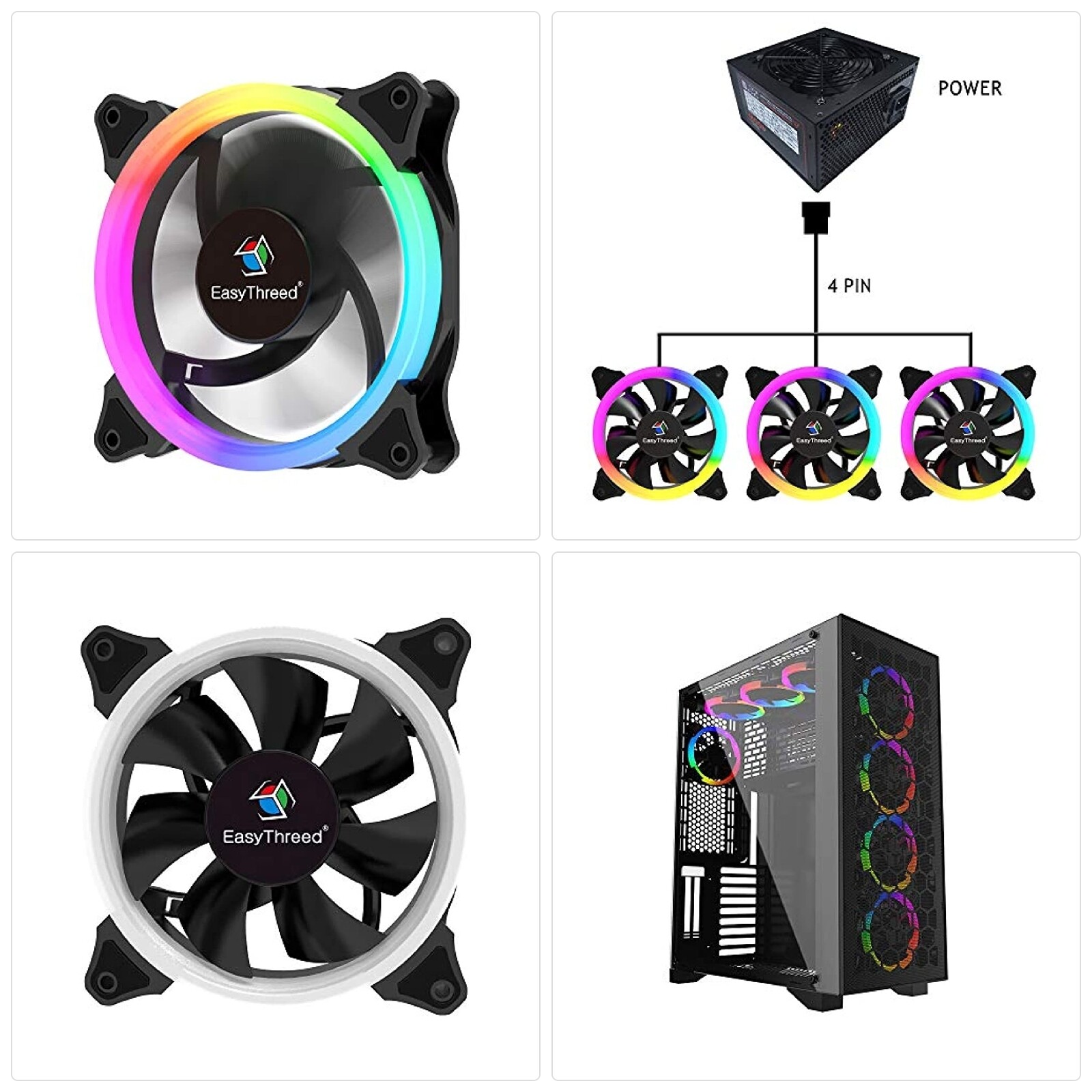 Купить Вентилятор для корпуса Easythreed 120mm PC Case Cooling Fan, LED ...