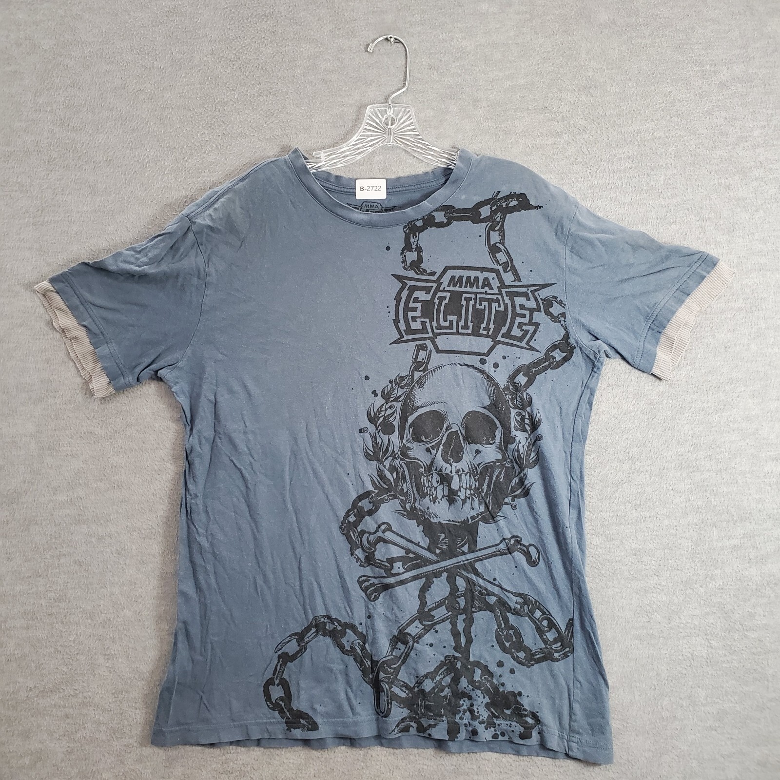 VINTAGE MMA Elite Men Shirt Large Blue Skull Crossbones VINTAGE MMA Elite Men Shirt Large Blue Skull Crossbones