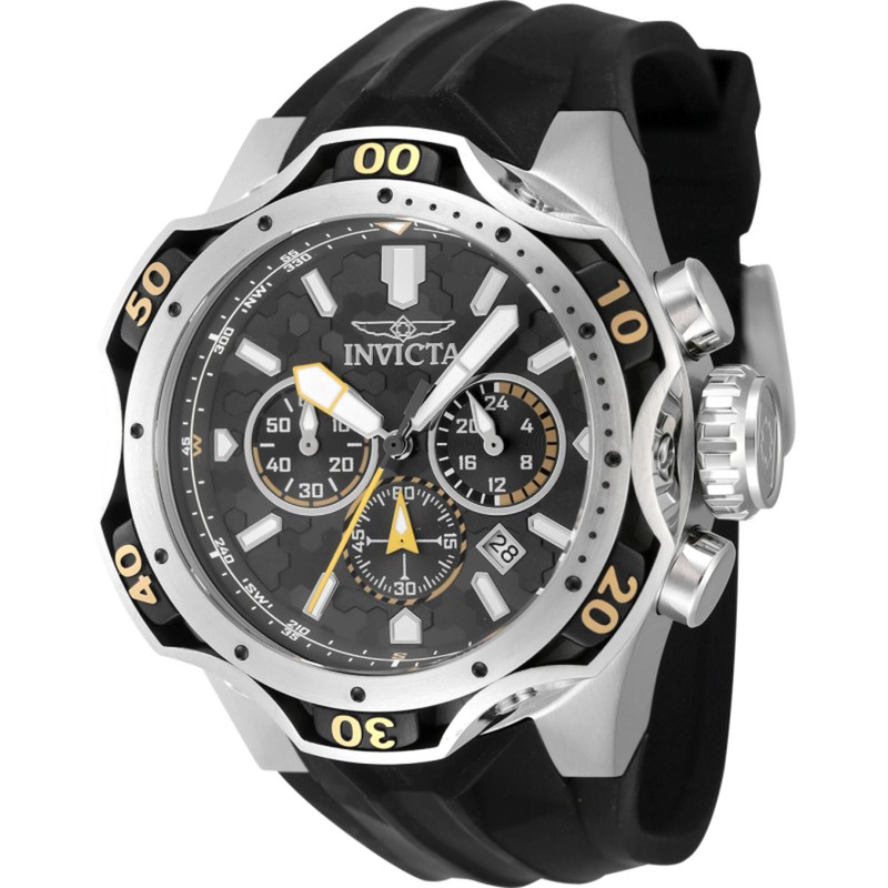 Invicta Men Watch Venom Chronograph Grey and Black Dial Silicone Strap ...