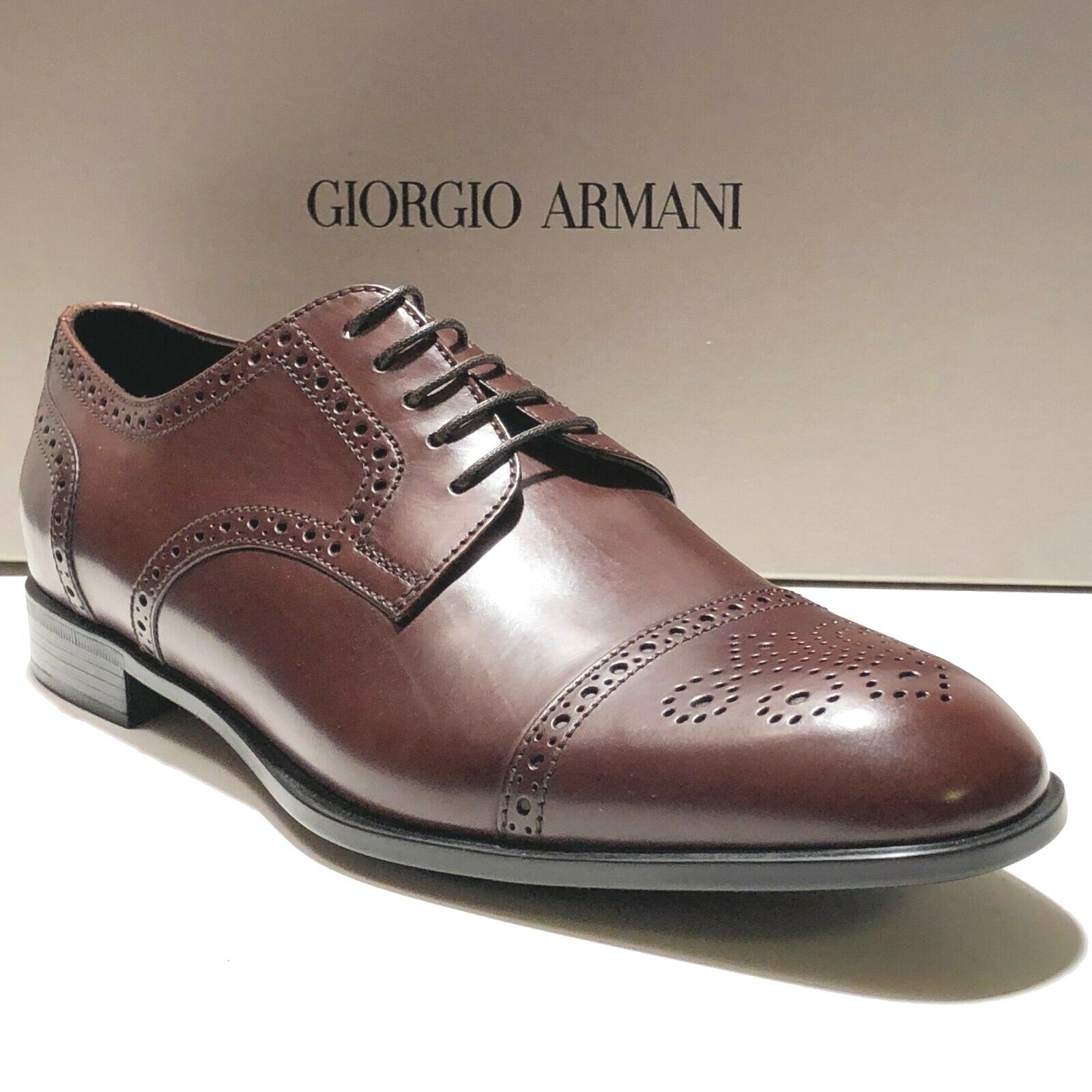 Giorgio Armani Brogue 8 41 Men's Brown Leather Dress Derby Giorgio Armani Brogue 8 41 Men's Brown Leather Dress Derby