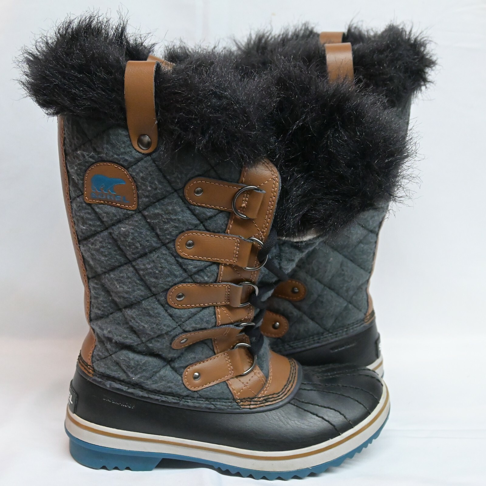 Sorel Tofino Felt Quilted Boots Gray/Black Women's Size 6.5 Sorel Tofino Felt Quilted Boots Gray/Black Women's Size 6.5