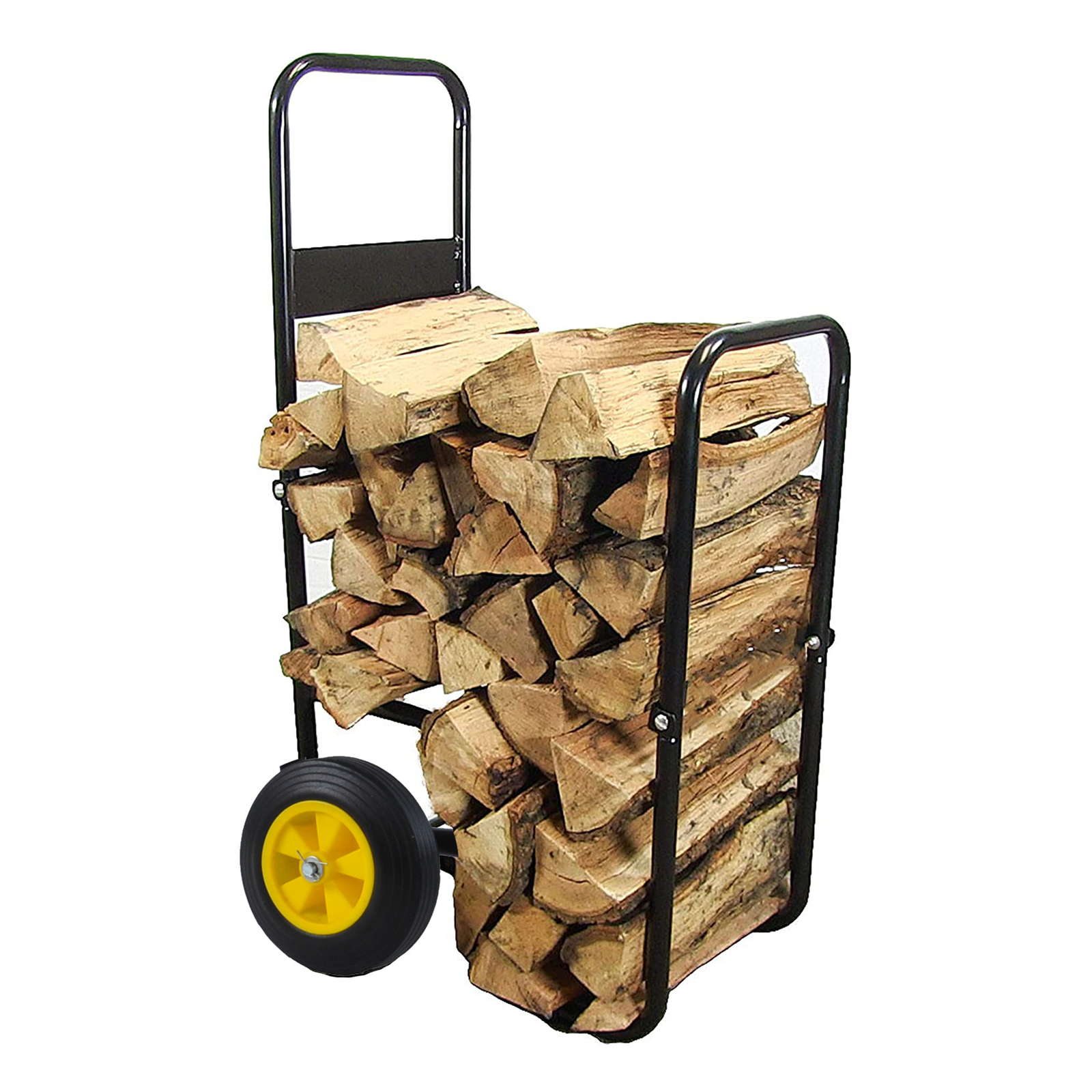 Firewood Log Cart Steel Dolly Trolley Hauler Storage Rack Outdoor ...