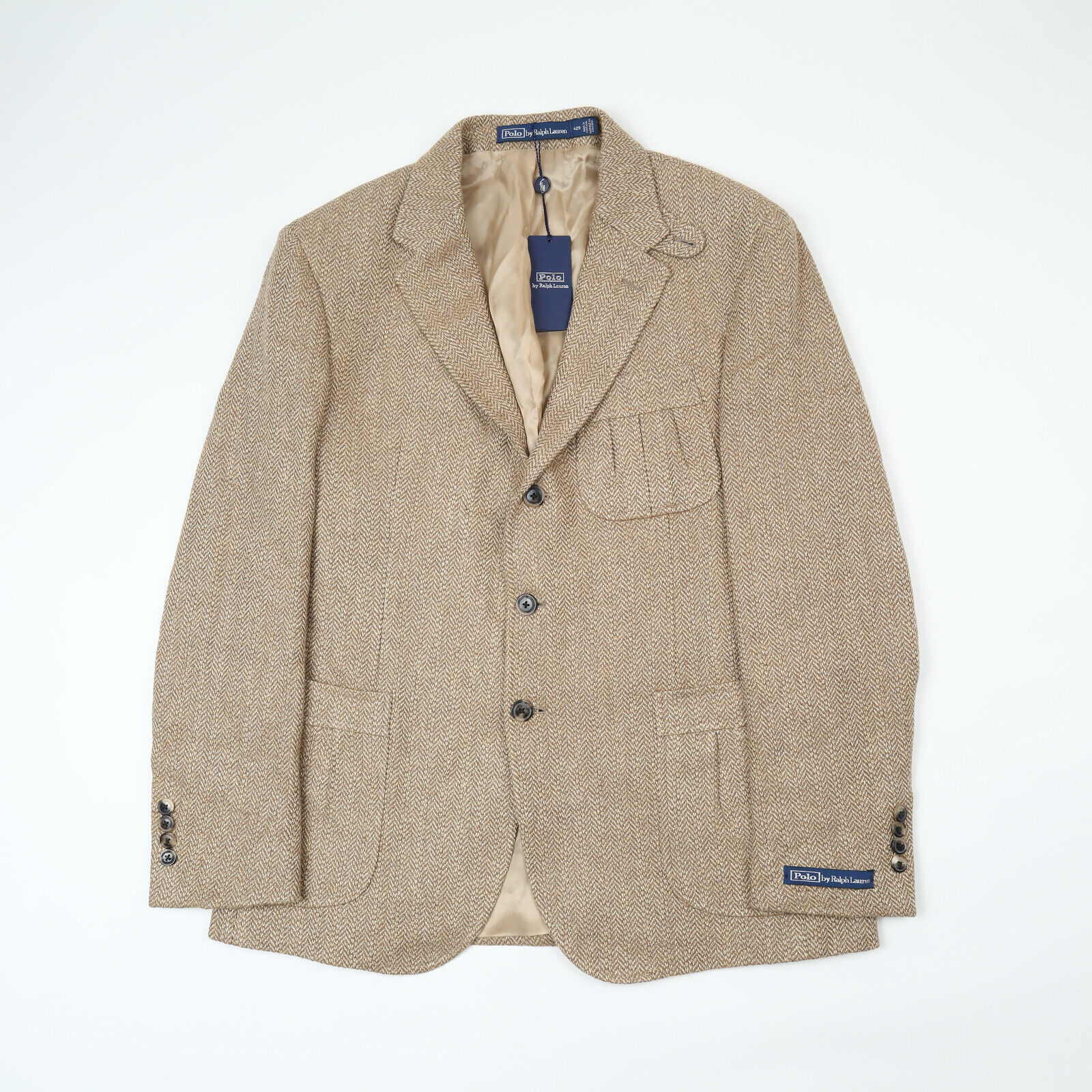 Polo Ralph Lauren Herringbone Suit Jacket Tan Size 42R Polo Ralph Lauren Herringbone Suit Jacket Tan Size 42R