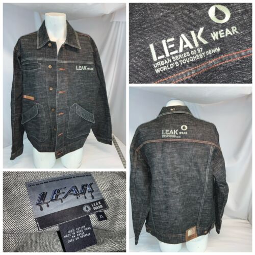 LEAK Wear Urban Series Jeans Jacket XL Black 100% Cotton LEAK Wear Urban Series Jeans Jacket XL Black 100% Cotton
