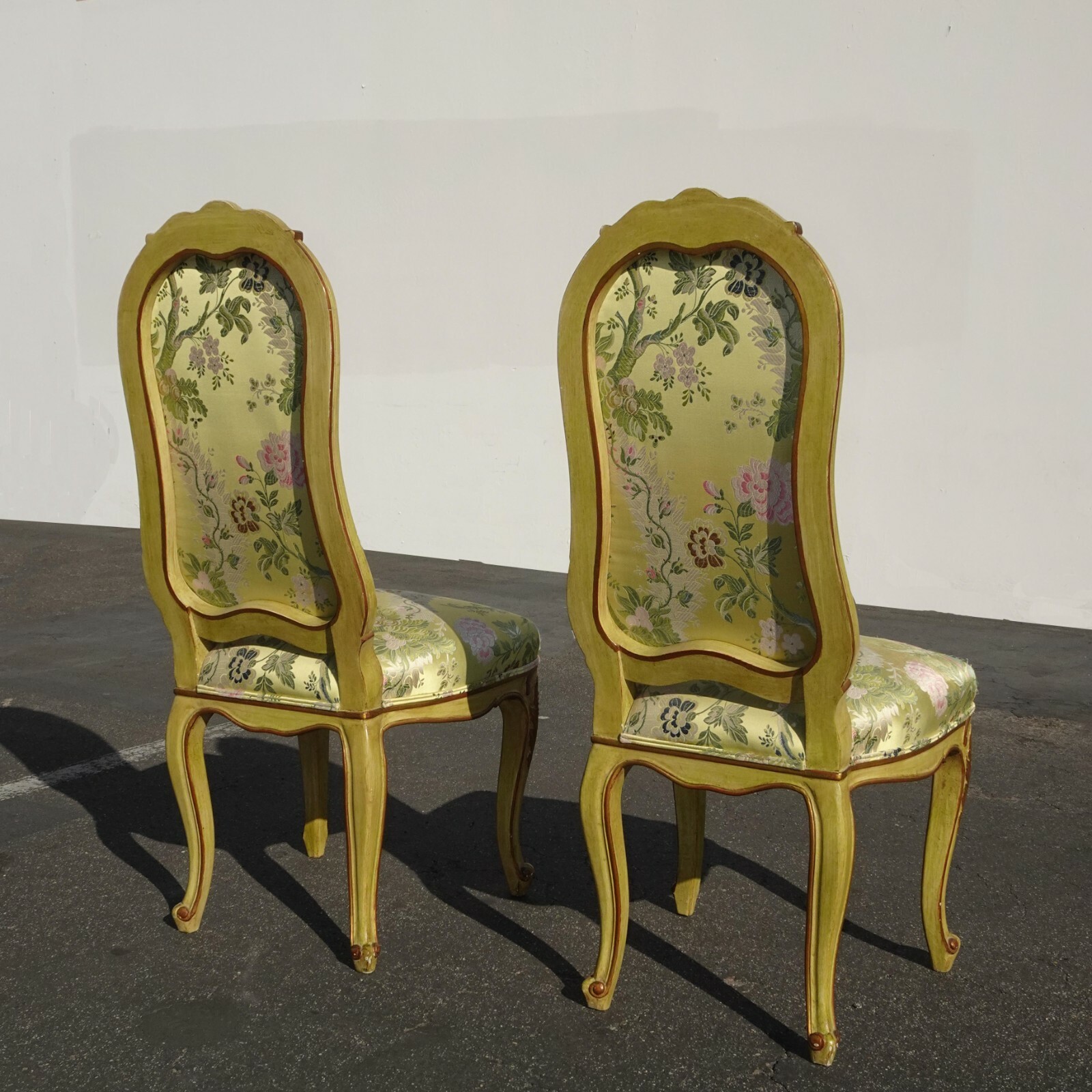 S Asis | Vintage French Country Louis Xvi Ornate Yellow Gold Side Chair